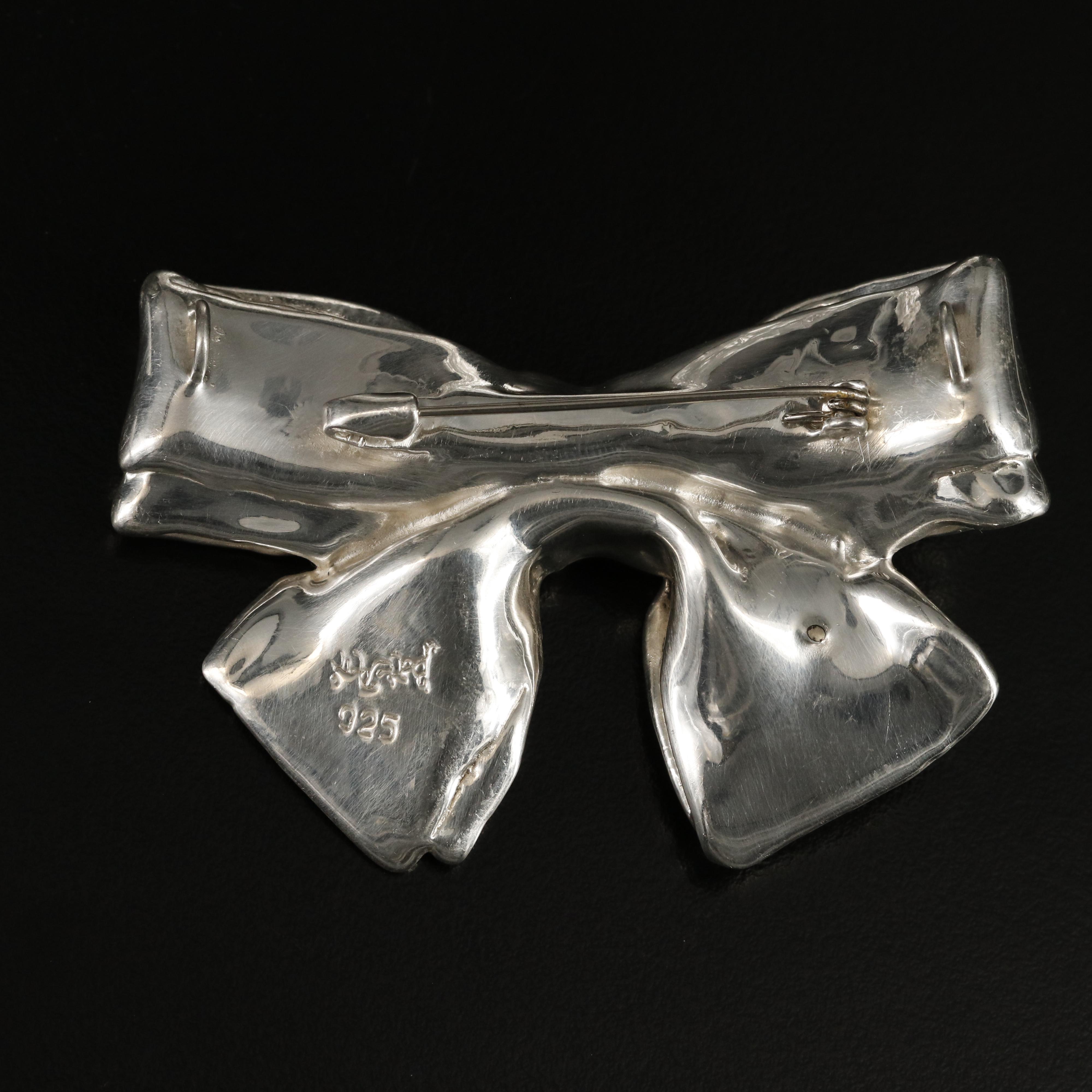 Bat-Ami Sterling Ribbon Brooch | EBTH