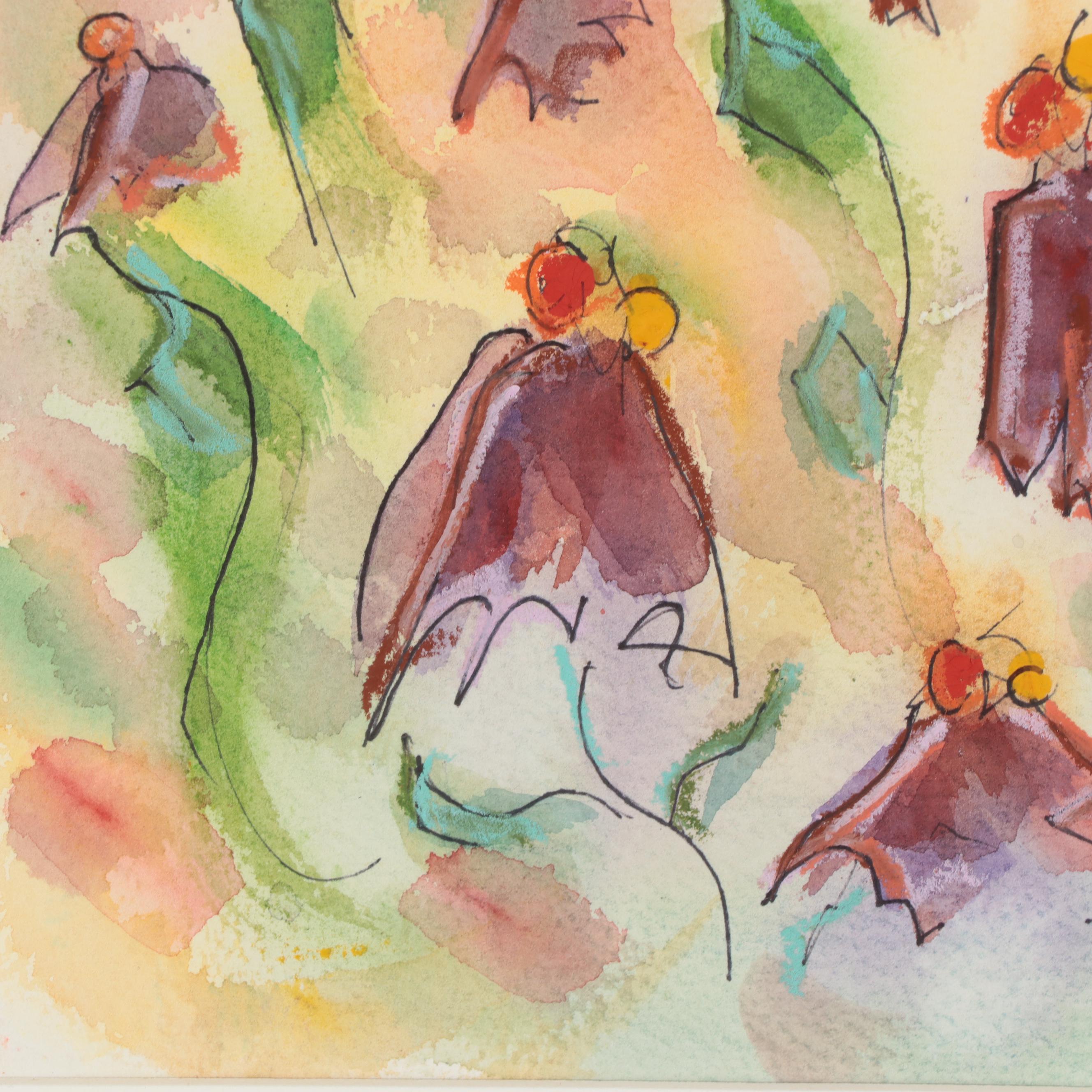 Jennifer Ruff Wilhelm Watercolor Painting "Sunset in the Garden" | EBTH