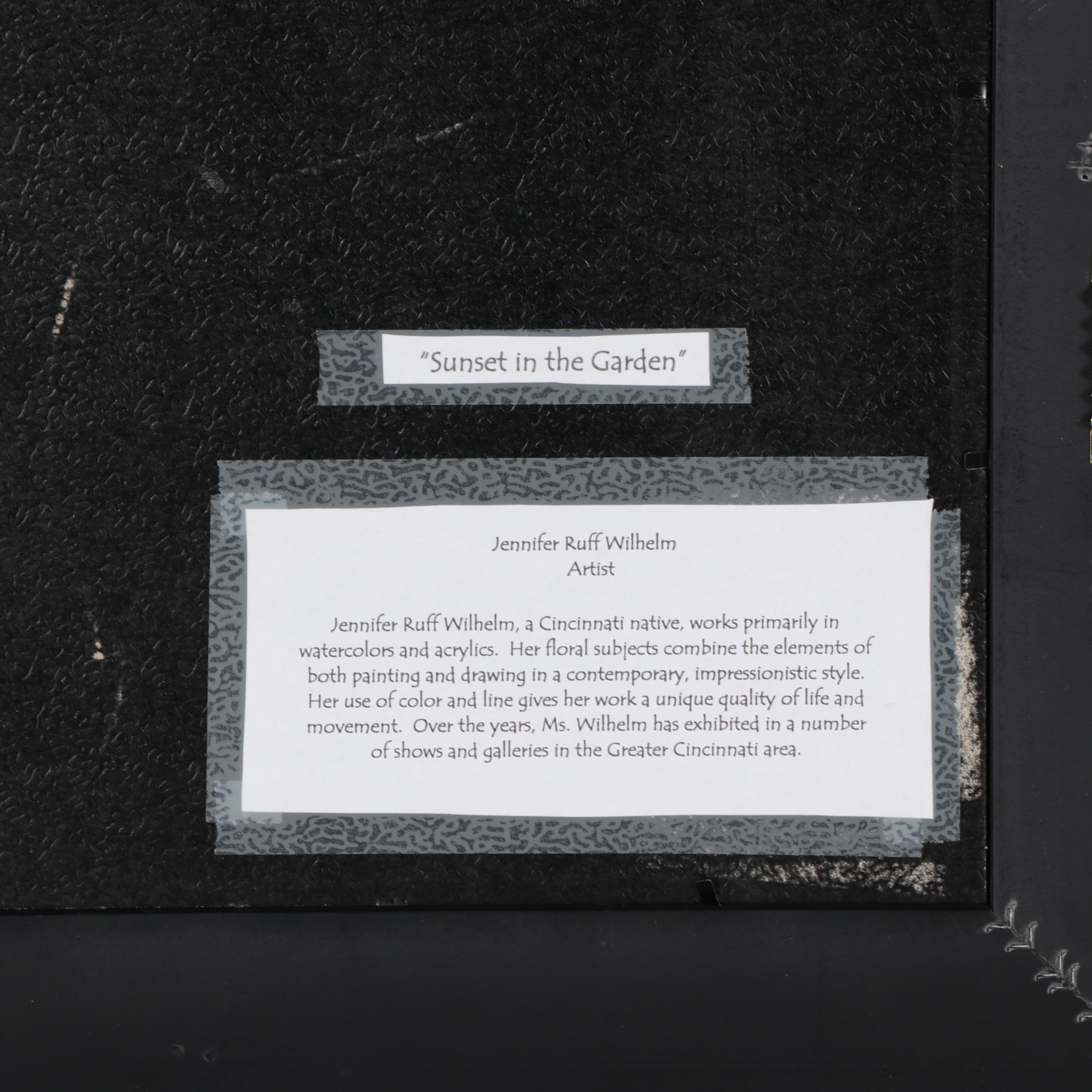 Jennifer Ruff Wilhelm Watercolor Painting "Sunset in the Garden" | EBTH