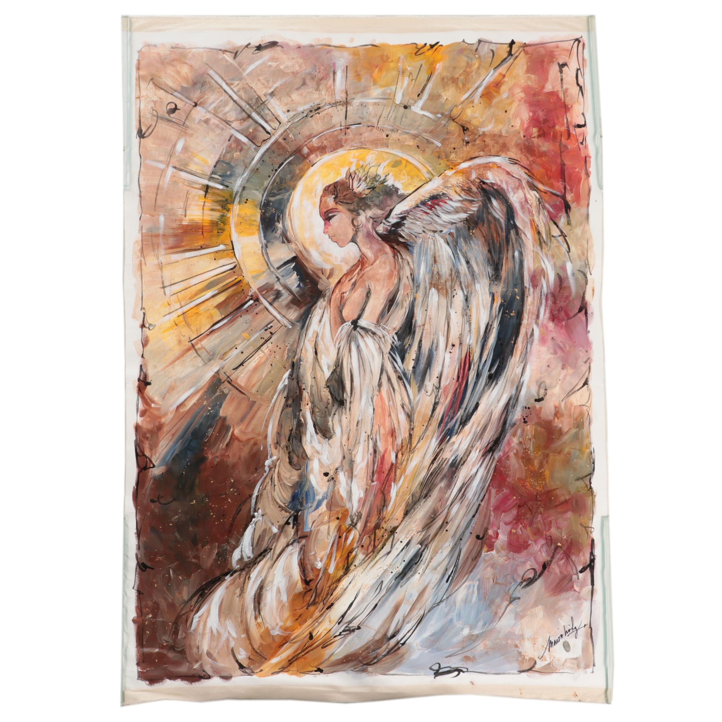 Marta Gottfried Wiley Mixed Media Painting of Angelic Figure | EBTH