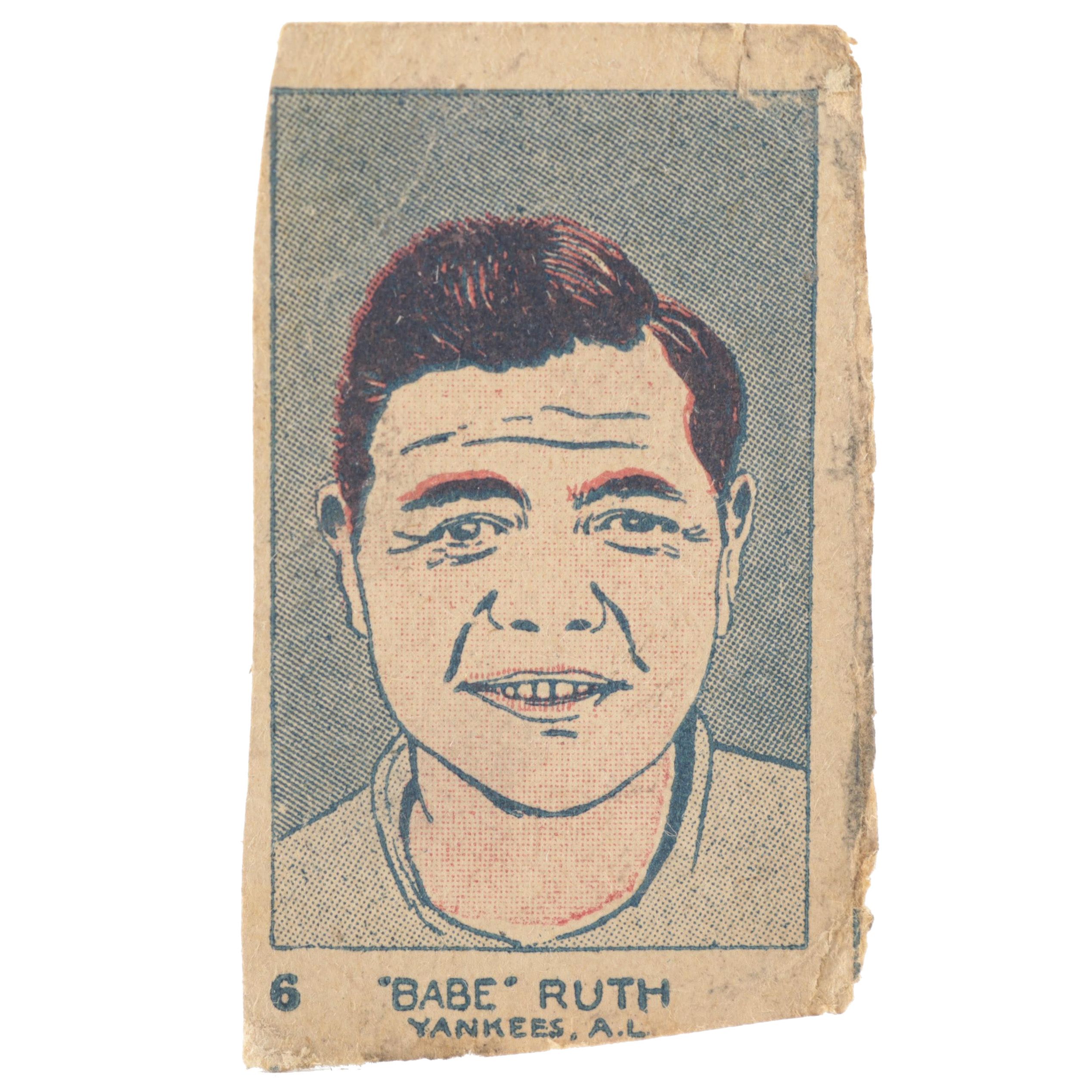 1926 W512 Babe Ruth #6 Yankees, A.L. Hand-Cut Baseball Strip Card | EBTH