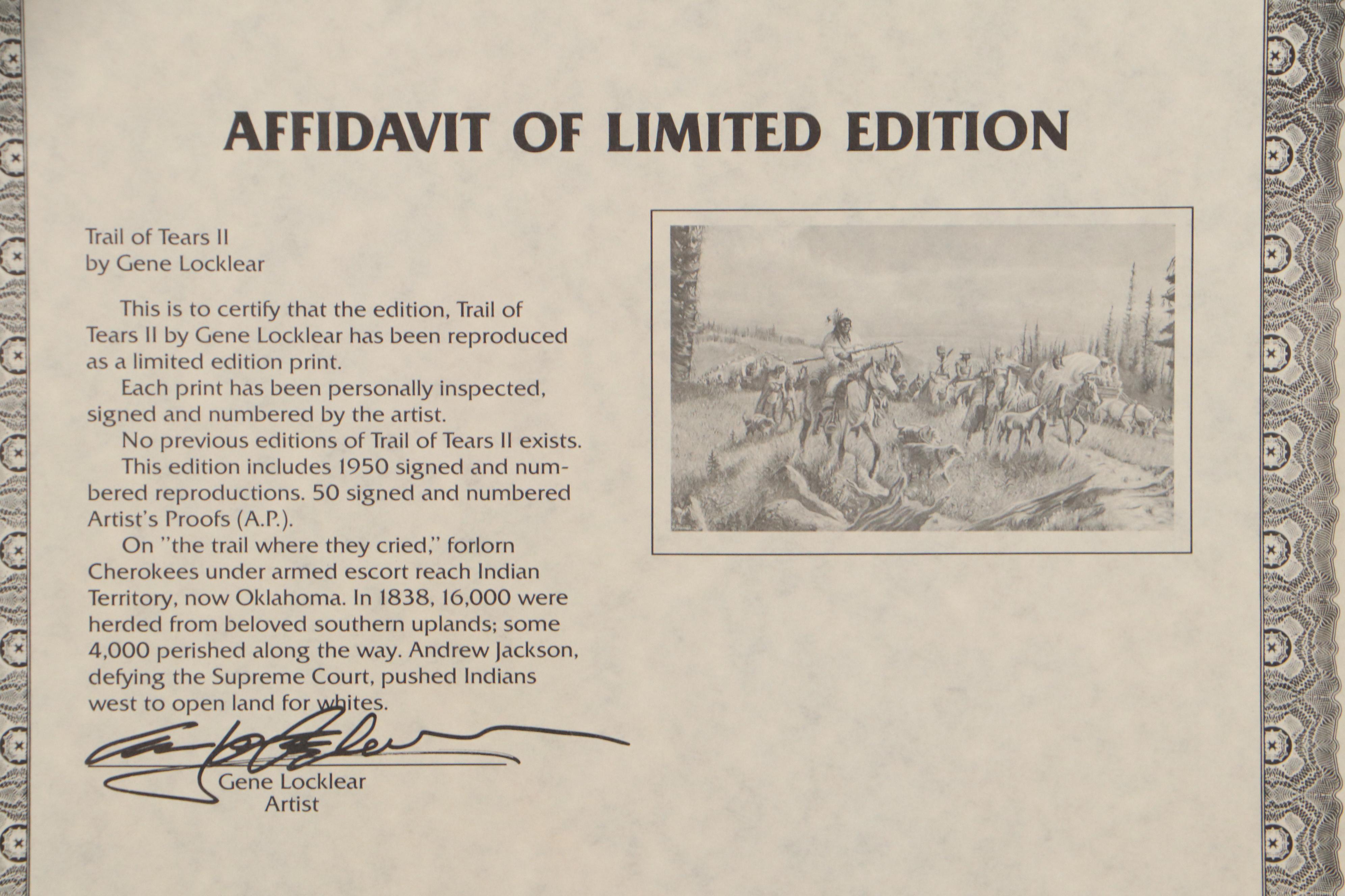 Gene Locklear Offset Lithograph "Trail of Tears II" | EBTH