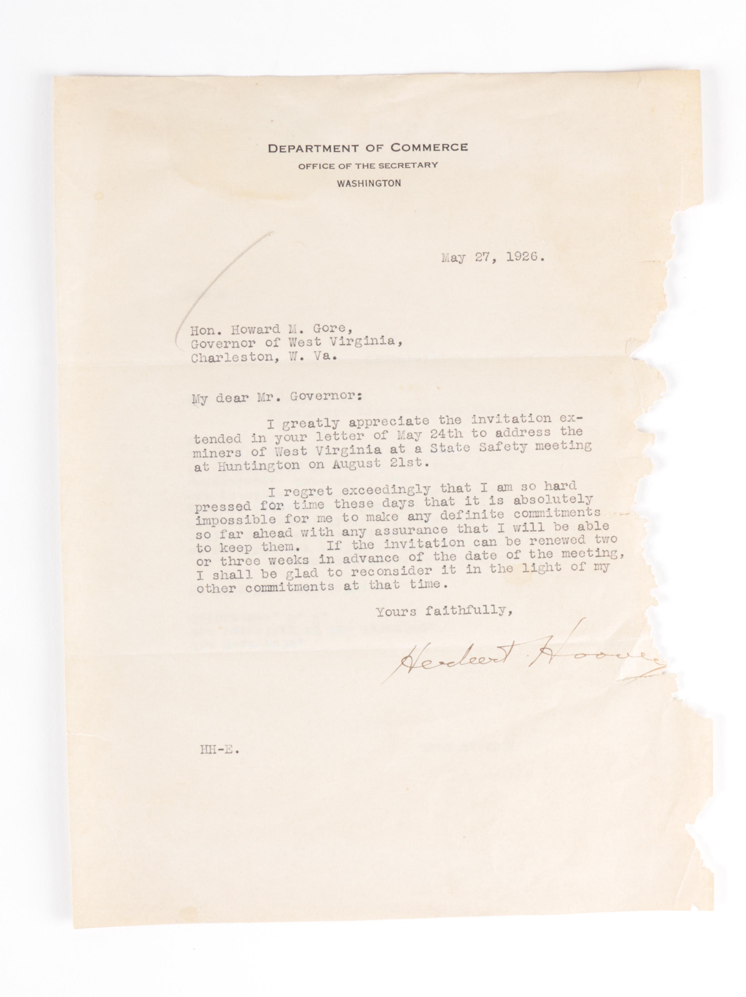 Herbert Hoover Signed Letters, Visual COAs | EBTH
