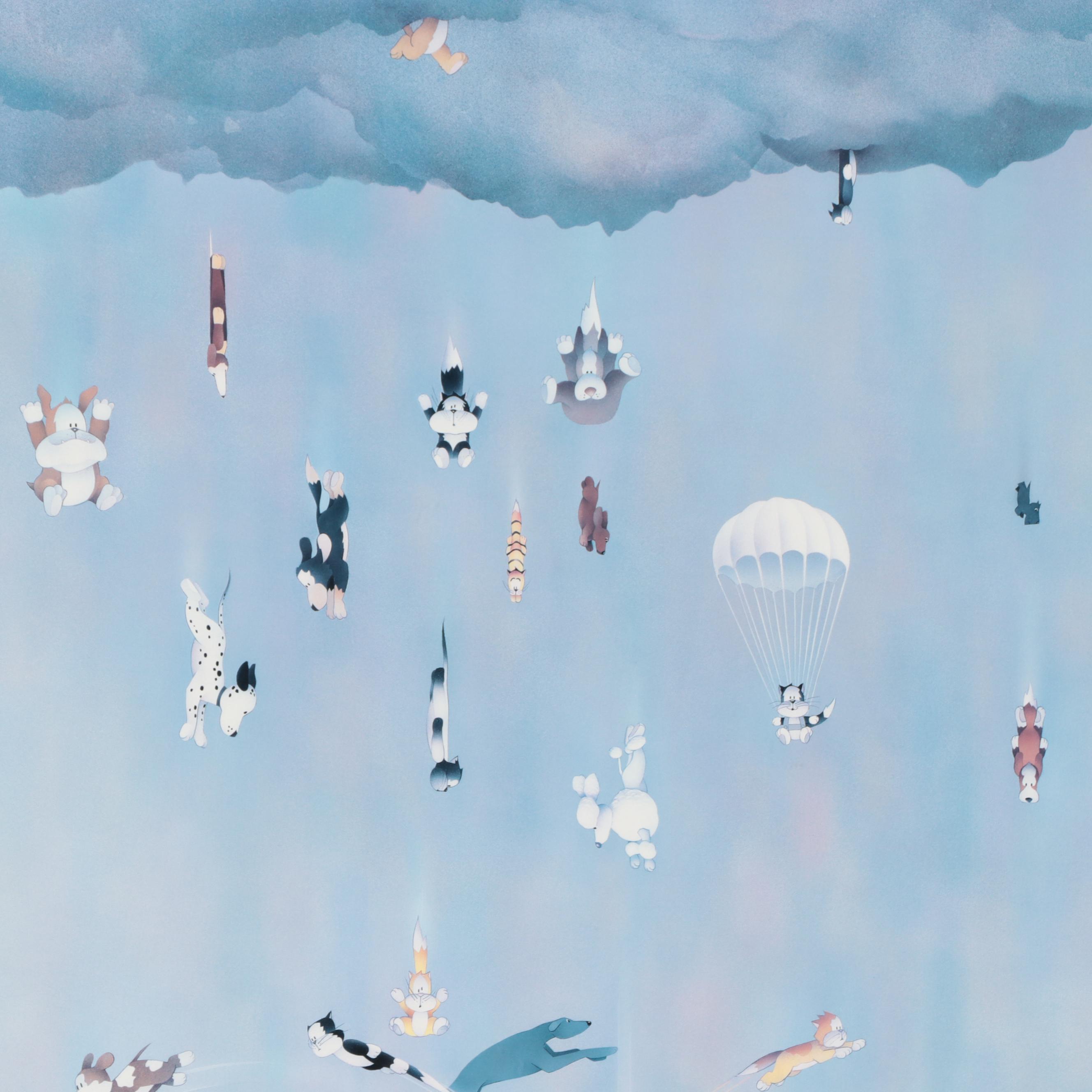 Offset Lithograph Poster After Stewart Moskowitz "Raining Cats + Dogs ...