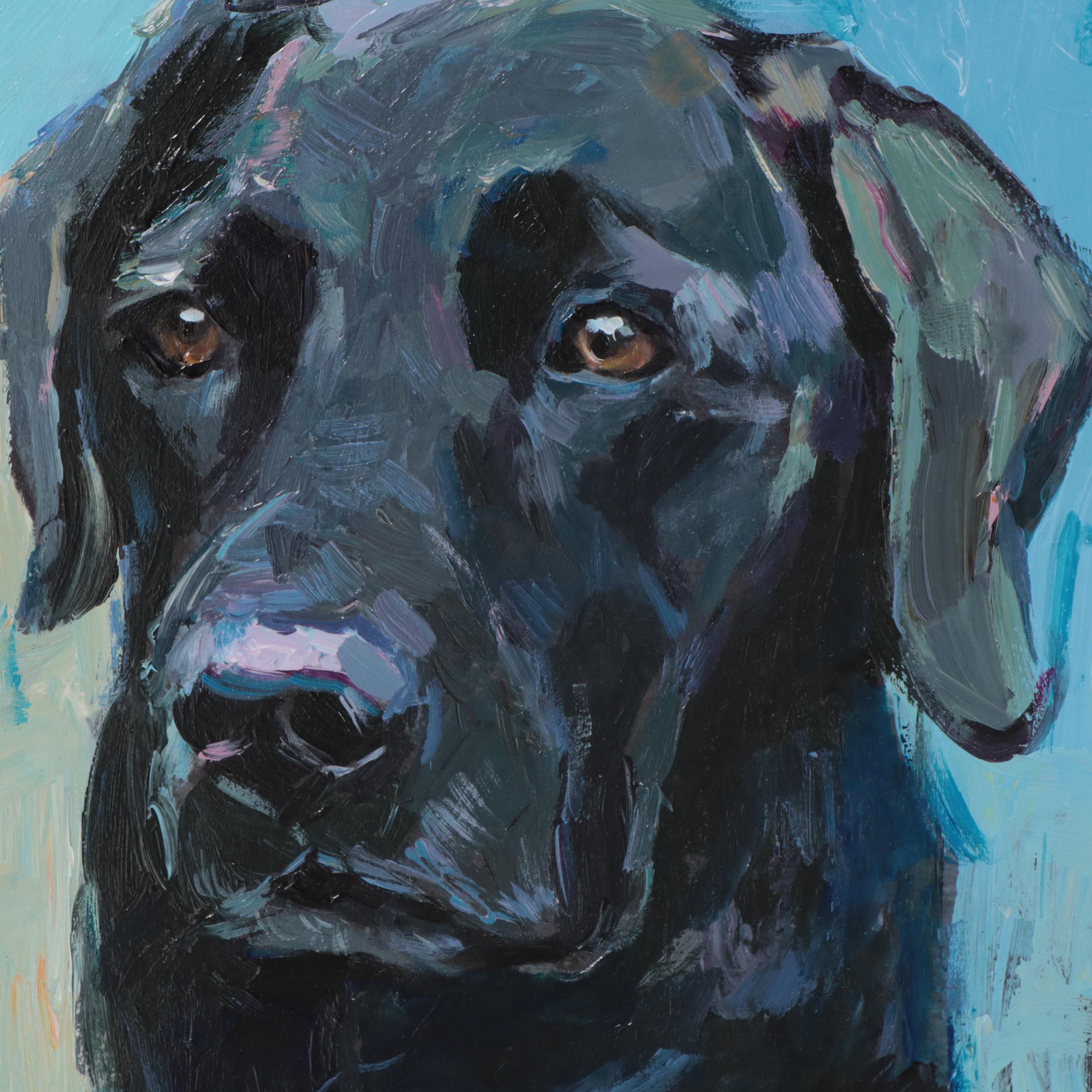 Ada Zen Oil Painting of Black Labrador, 2021 | EBTH