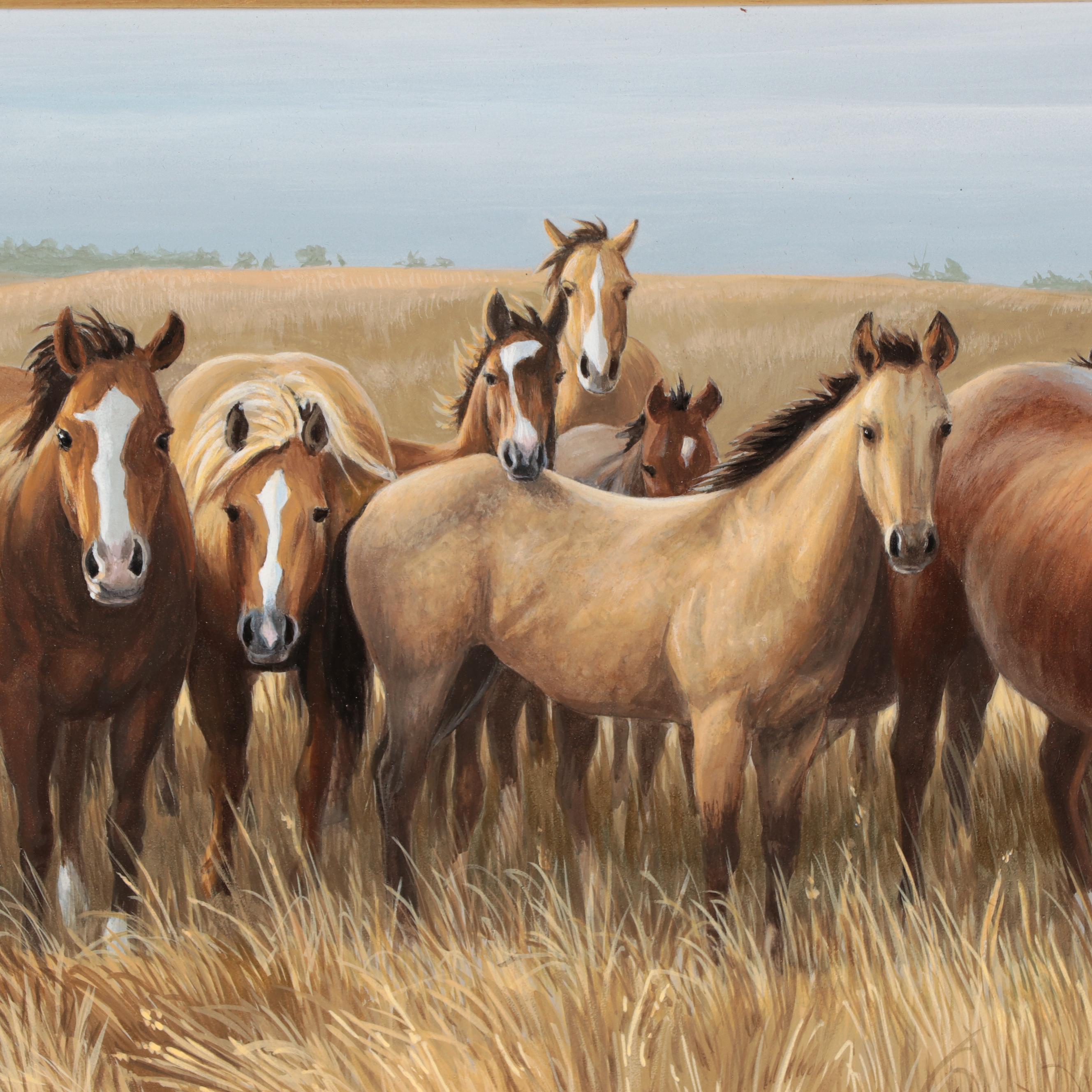 Jim Hautman Wildlife Oil Painting of Horses, Circa 2000 | EBTH