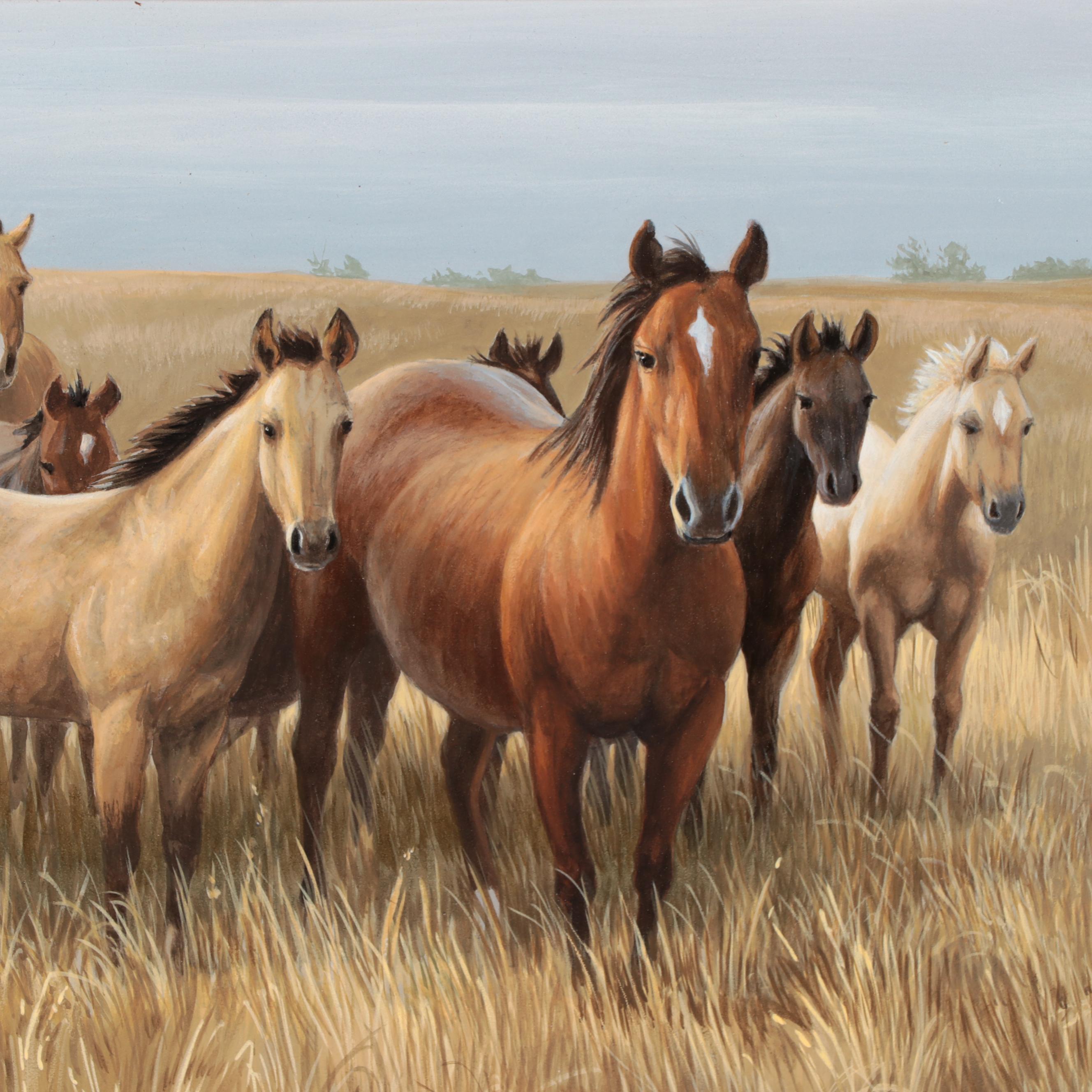 Jim Hautman Wildlife Oil Painting of Horses, Circa 2000 | EBTH