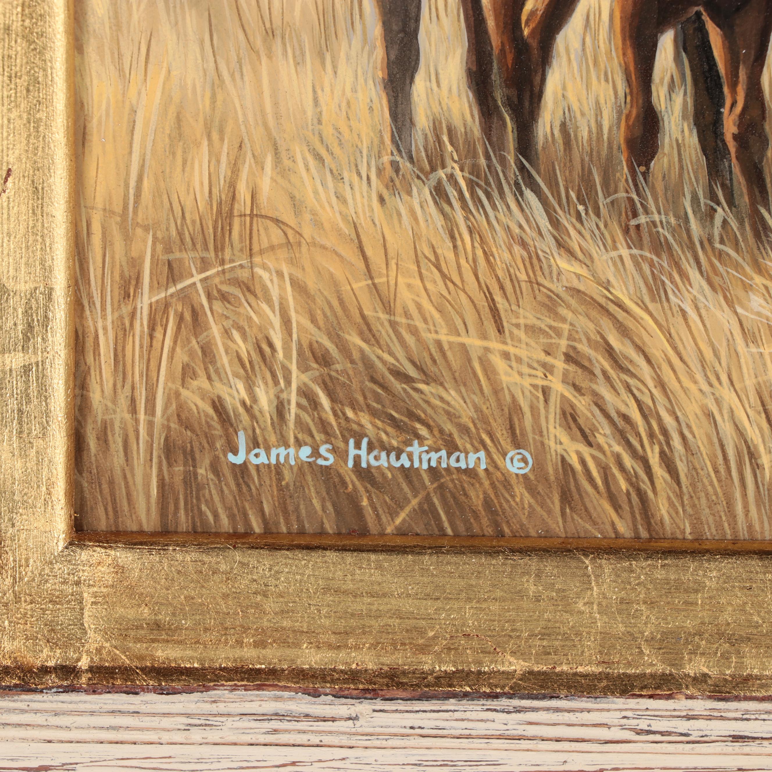 Jim Hautman Wildlife Oil Painting of Horses, Circa 2000 | EBTH