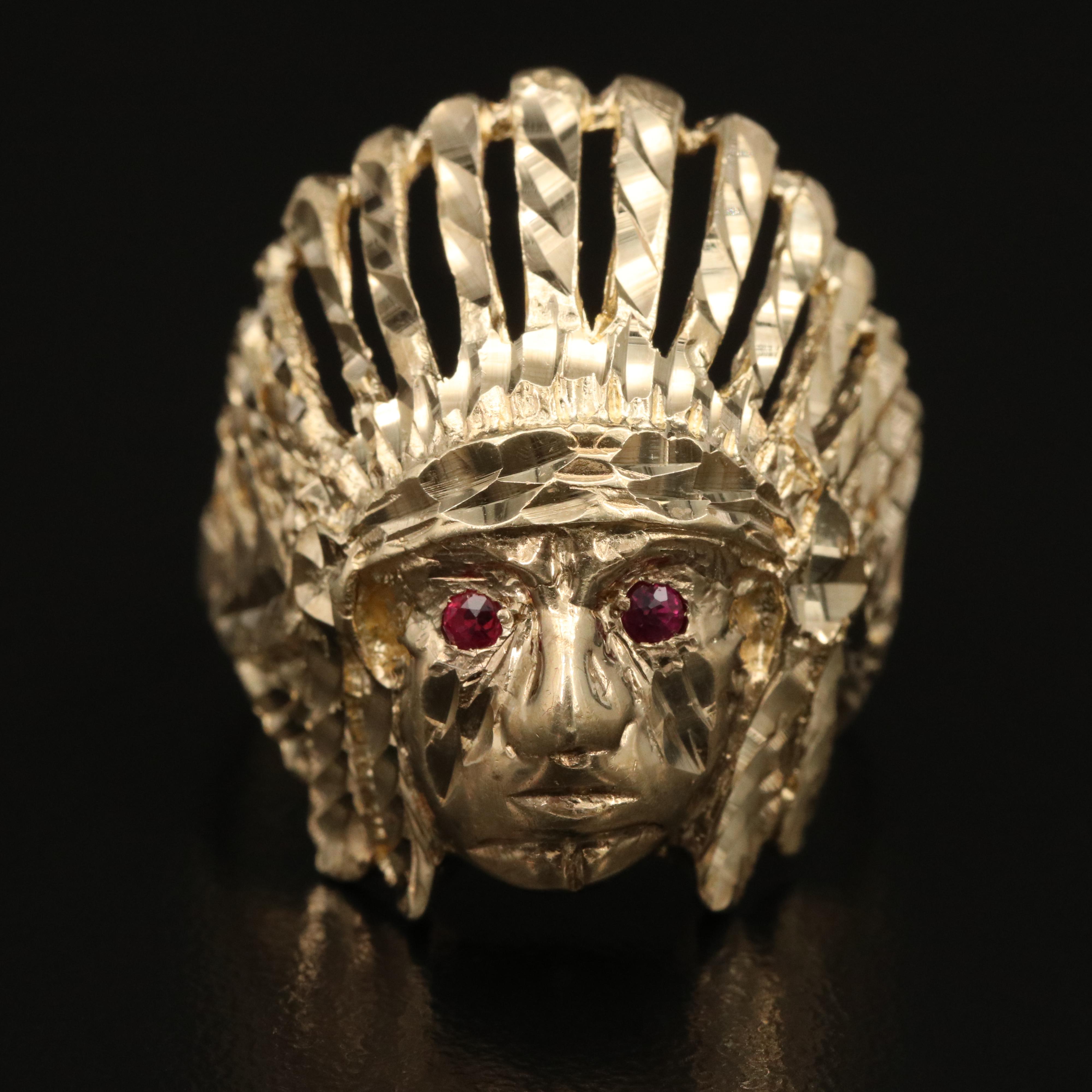 10K Ruby Warrior with War Bonnet Ring | EBTH
