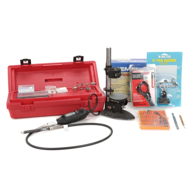 Dremel and Craftsman Rotary Tools with Carving Bit Set, Toolbox and ...
