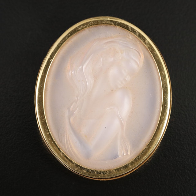 Lalique "Clemence" Glass Crystal Female Figural Cameo | Barnebys