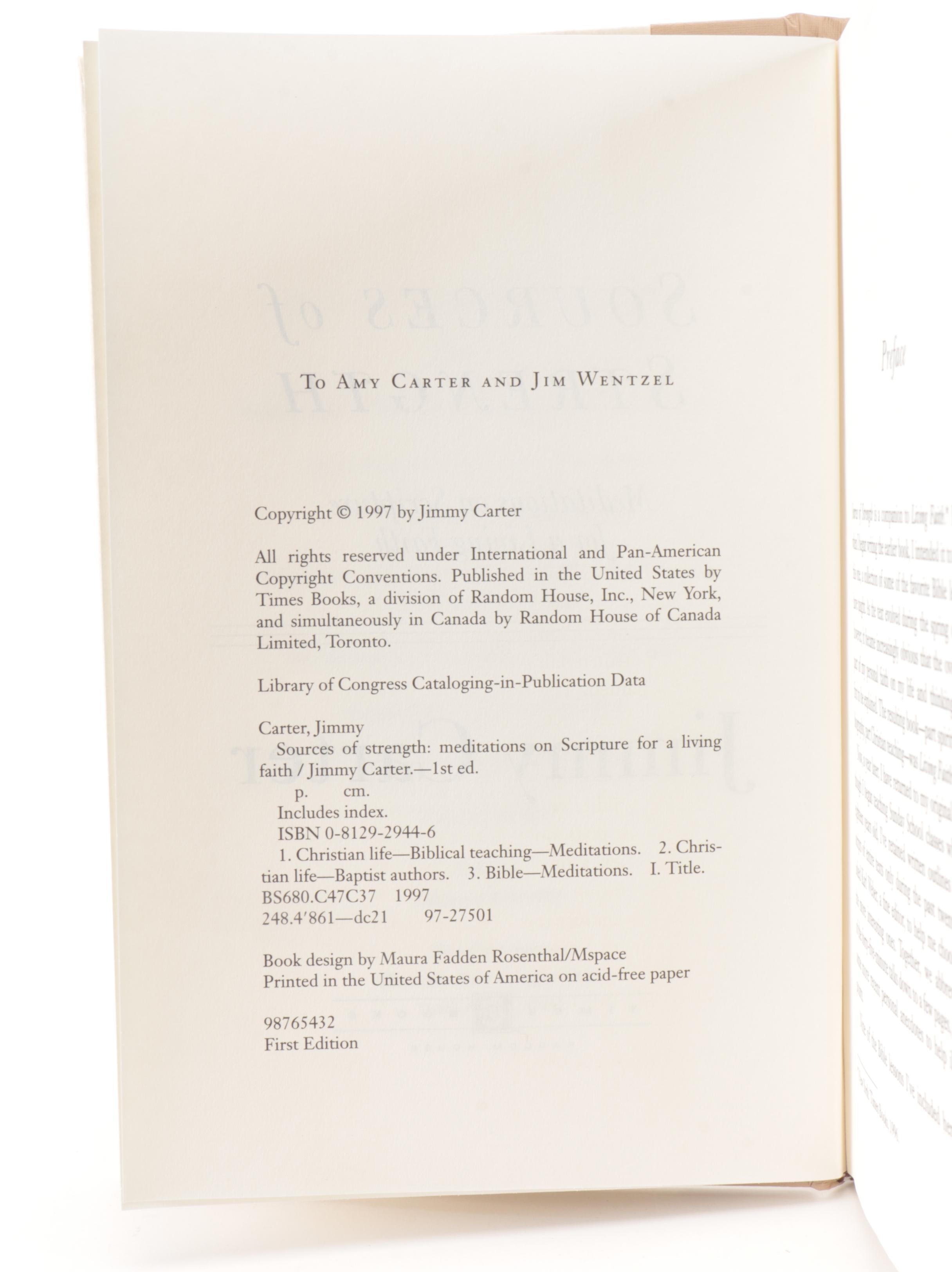 Signed First Edition "Sources of Strength" and Other Book by Jimmy ...