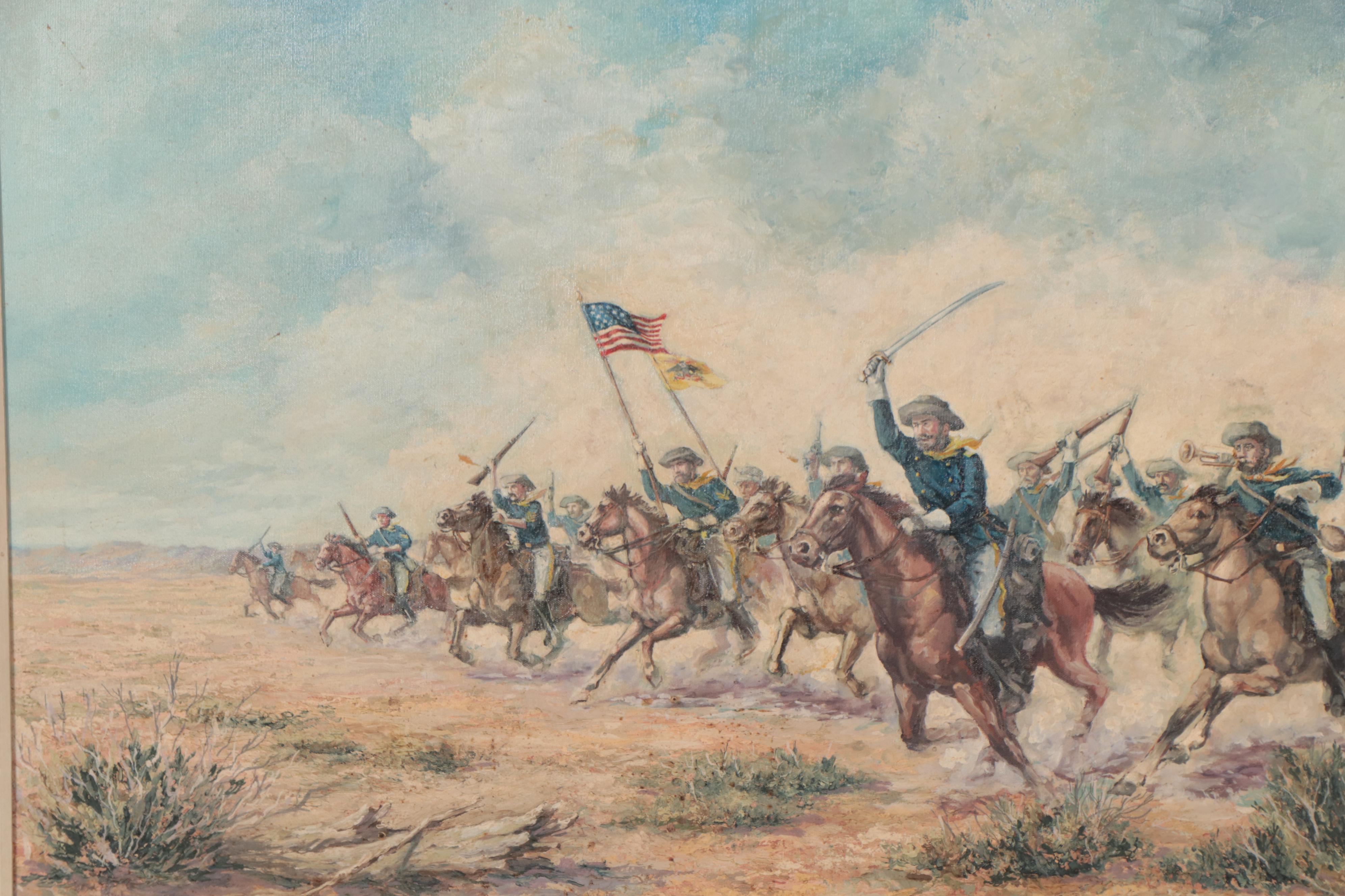 American Western Style Cavalry Oil Painting | EBTH