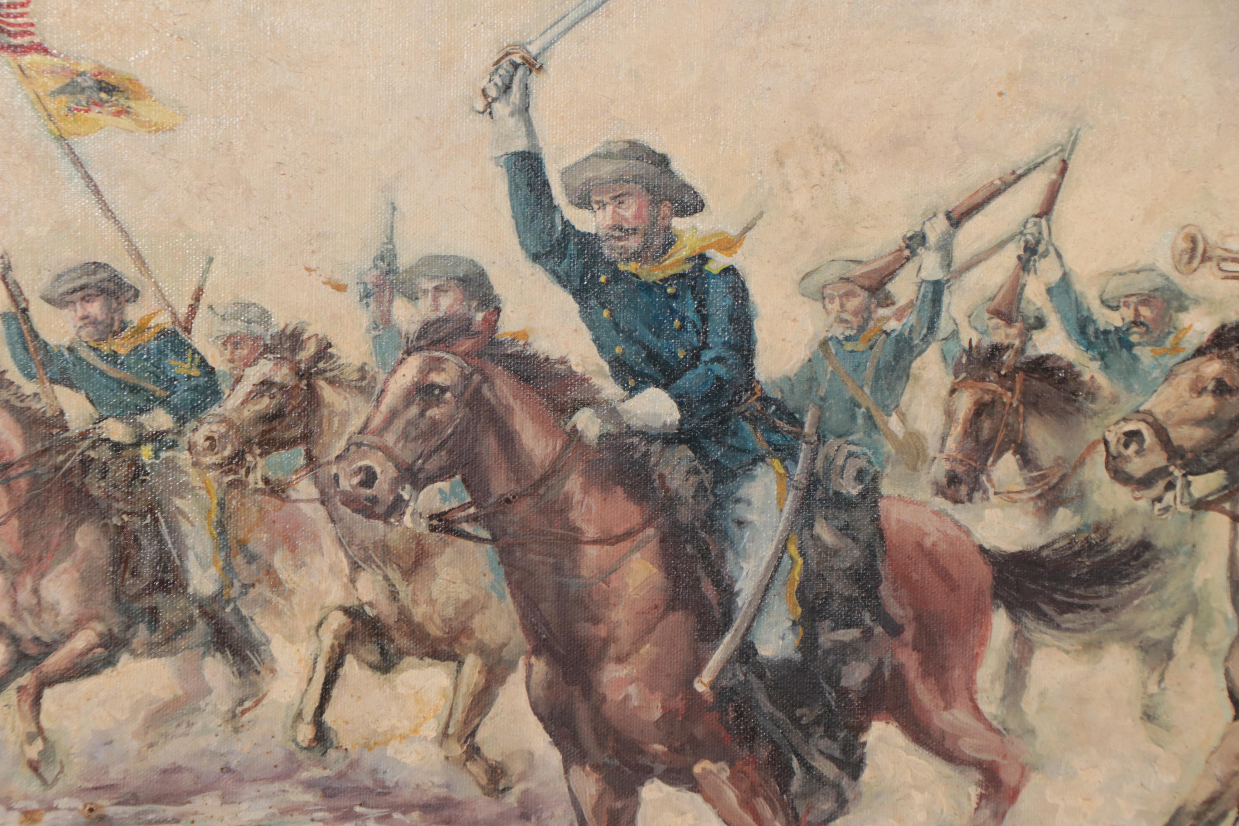 American Western Style Cavalry Oil Painting | EBTH
