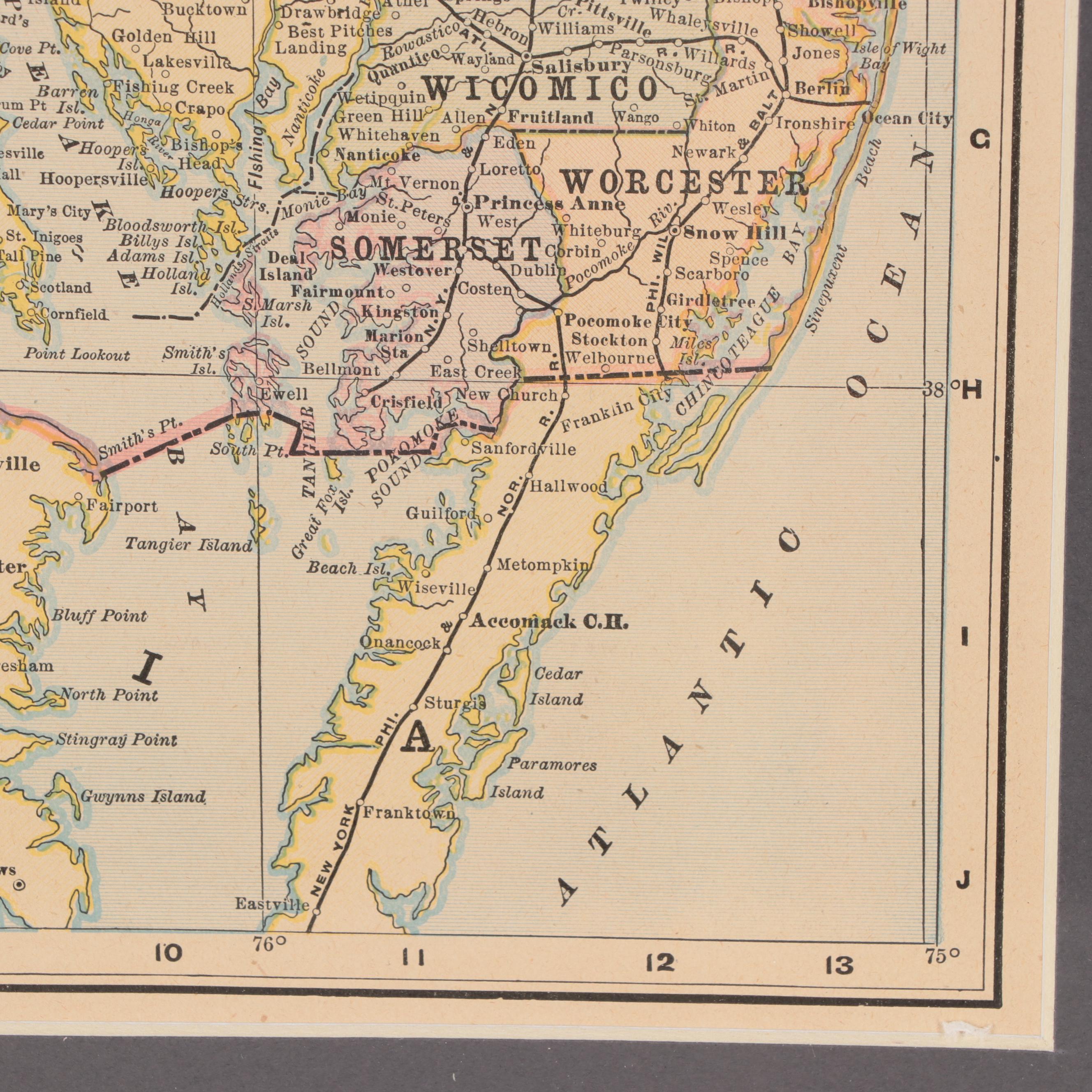 Mast, Crowell & Kirkpatrick "Map of Maryland and Delaware," circa 1890 ...