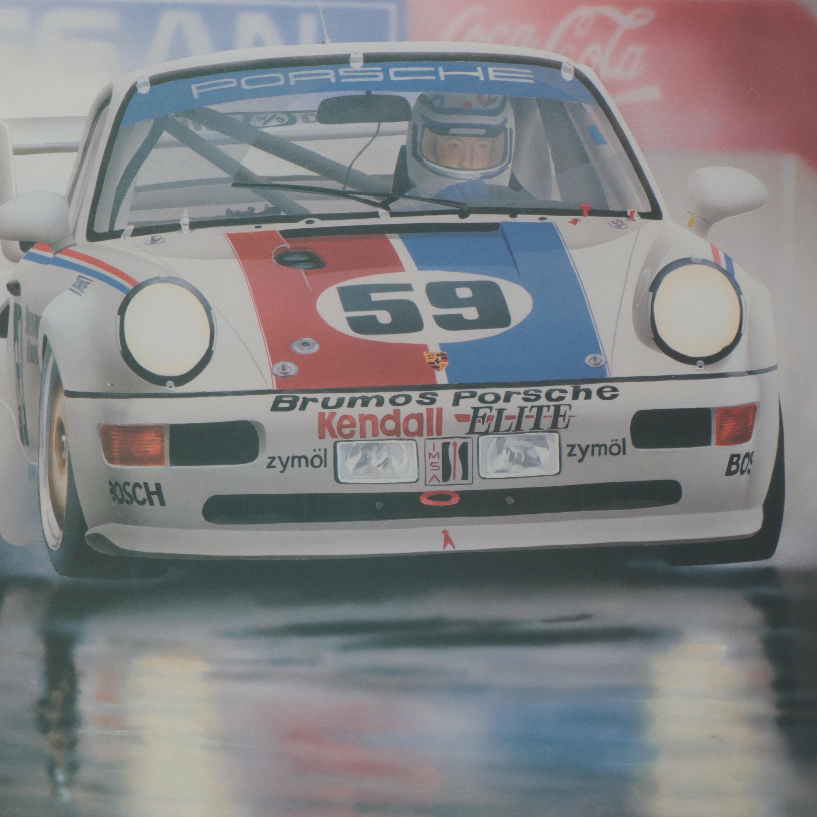 Tom Bucher Signed "Brumos Porsche 911 GT" Print with Hurley Haywood ...