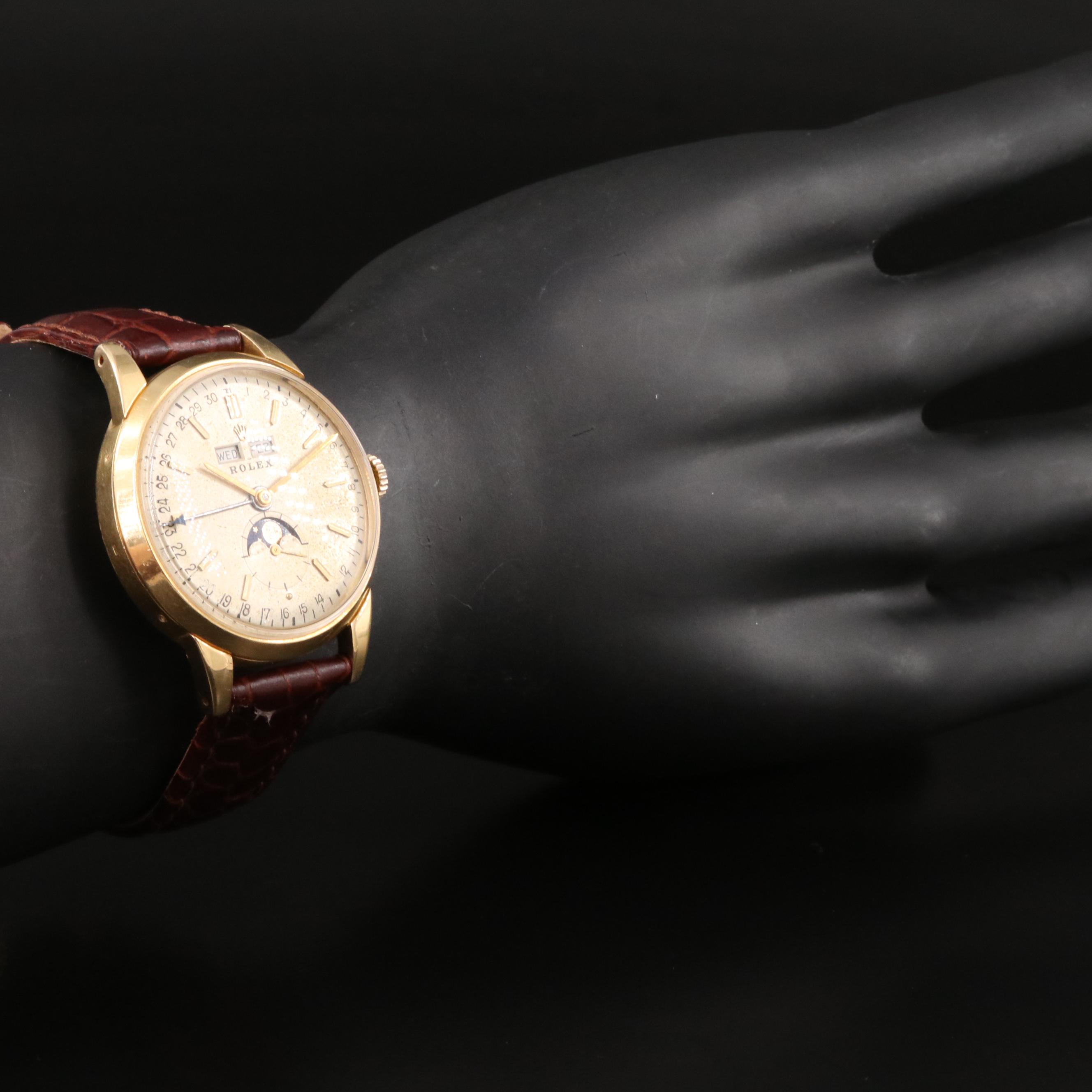 18K Rolex "Padellone" Triple Date Moon Phase Automatic Wristwatch | EBTH