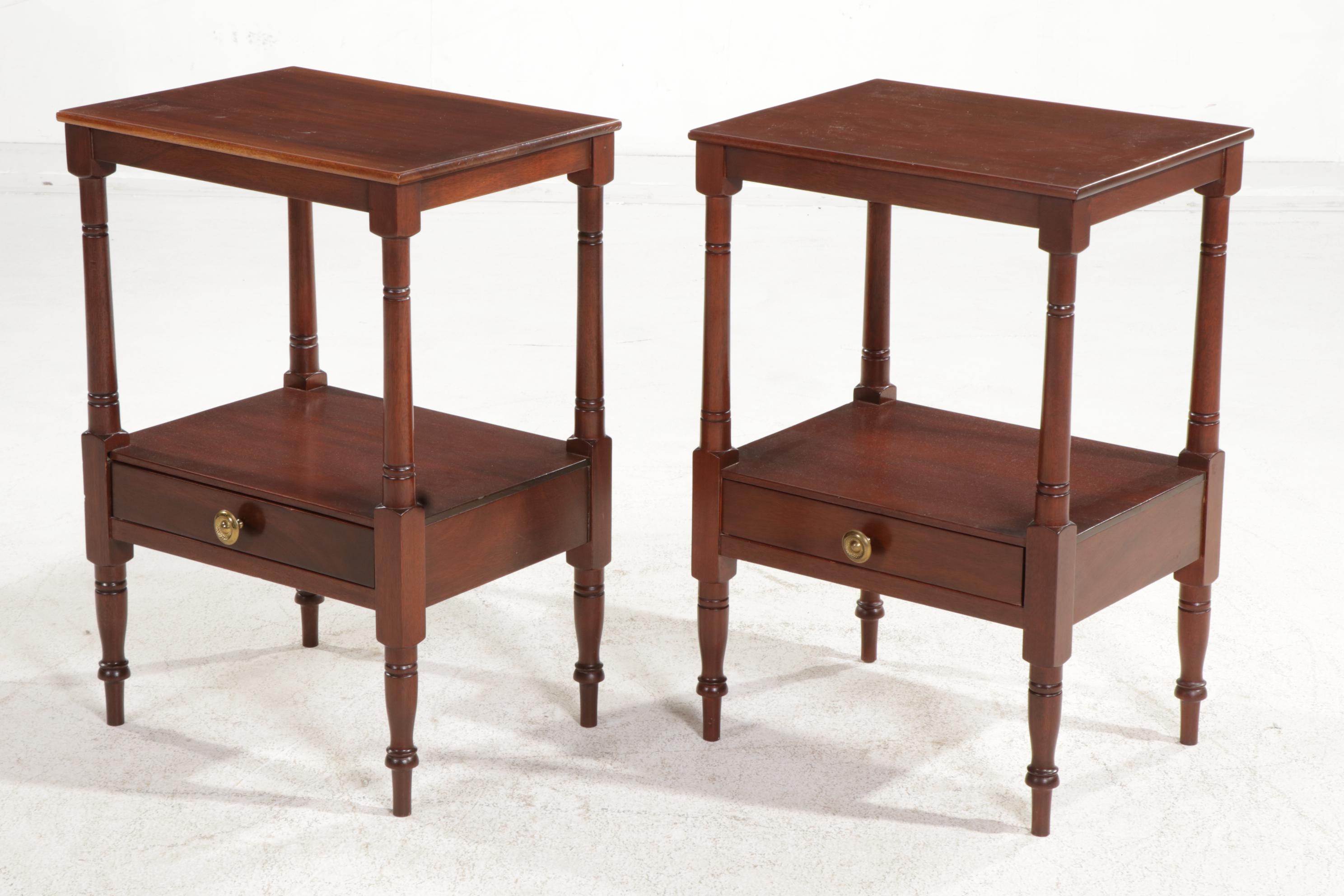 Pair of Bartley Collection Mahogany Two-Tier End Tables | EBTH