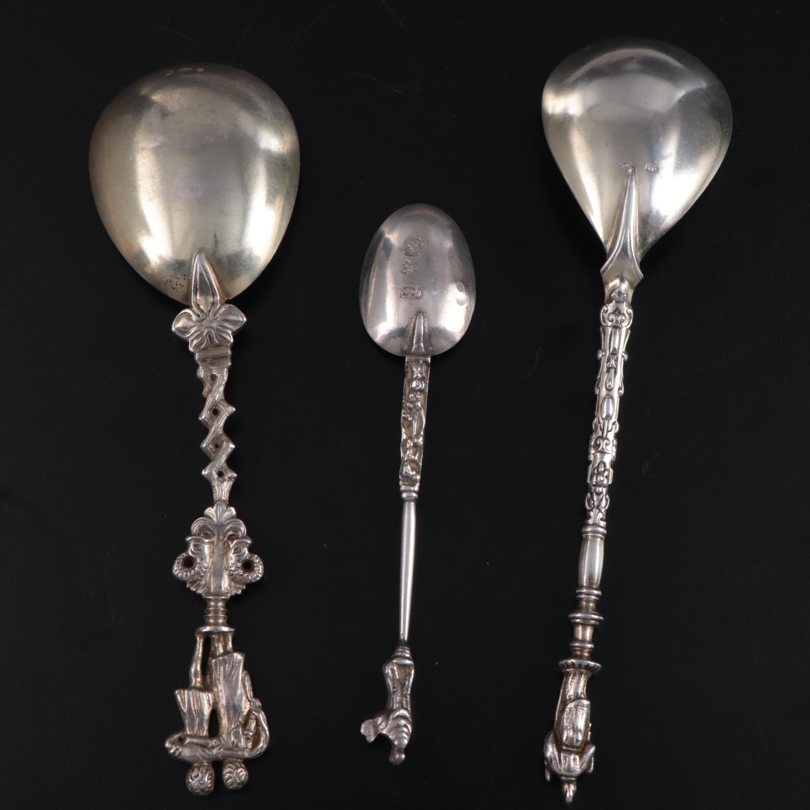 Dutch and Danish 833 and Sterling Silver Apostle Spoons, Late 18th and ...