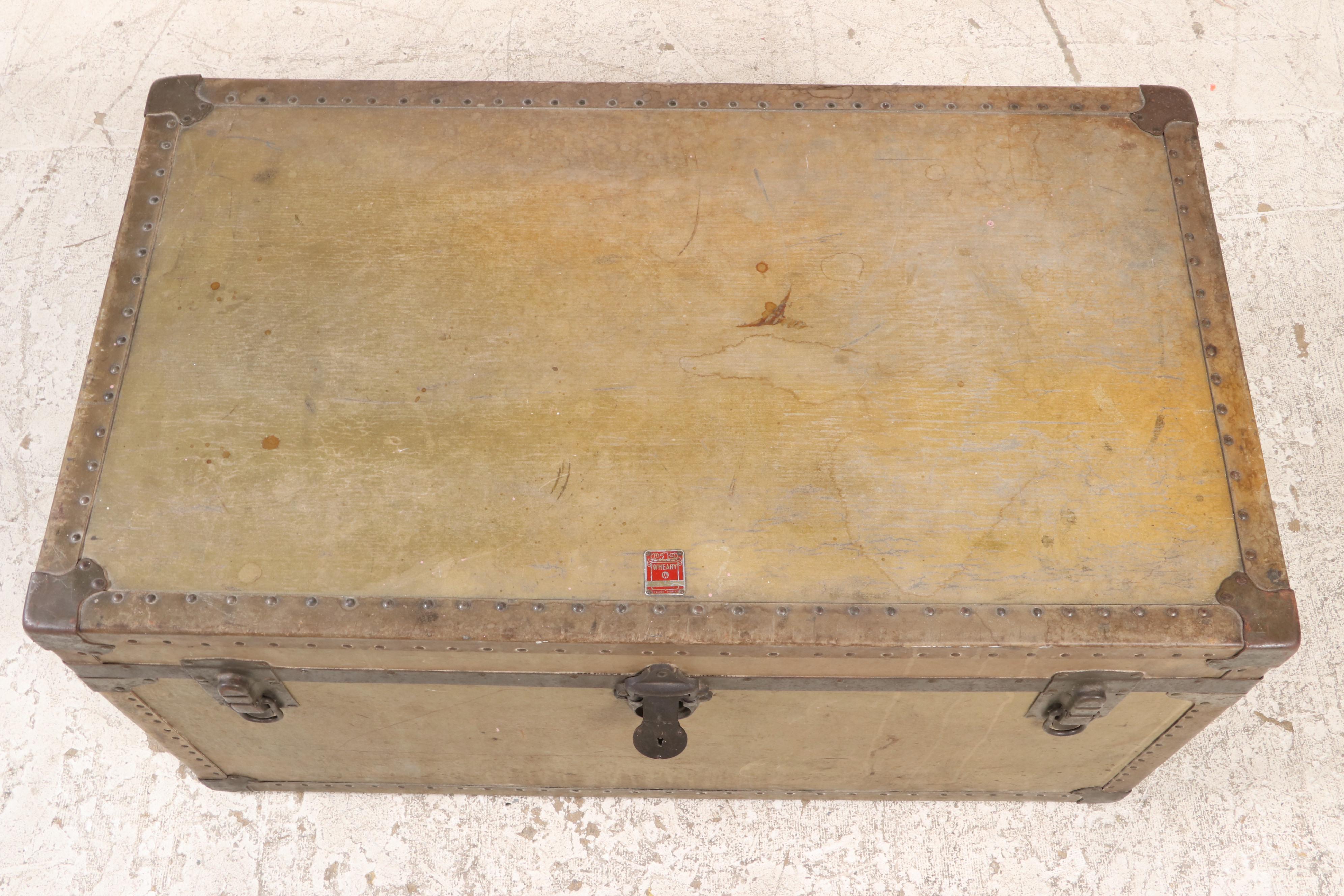 Wheary Metal-Mounted Flat-Top Steamer Trunk, Early-to-Mid 20th Century ...