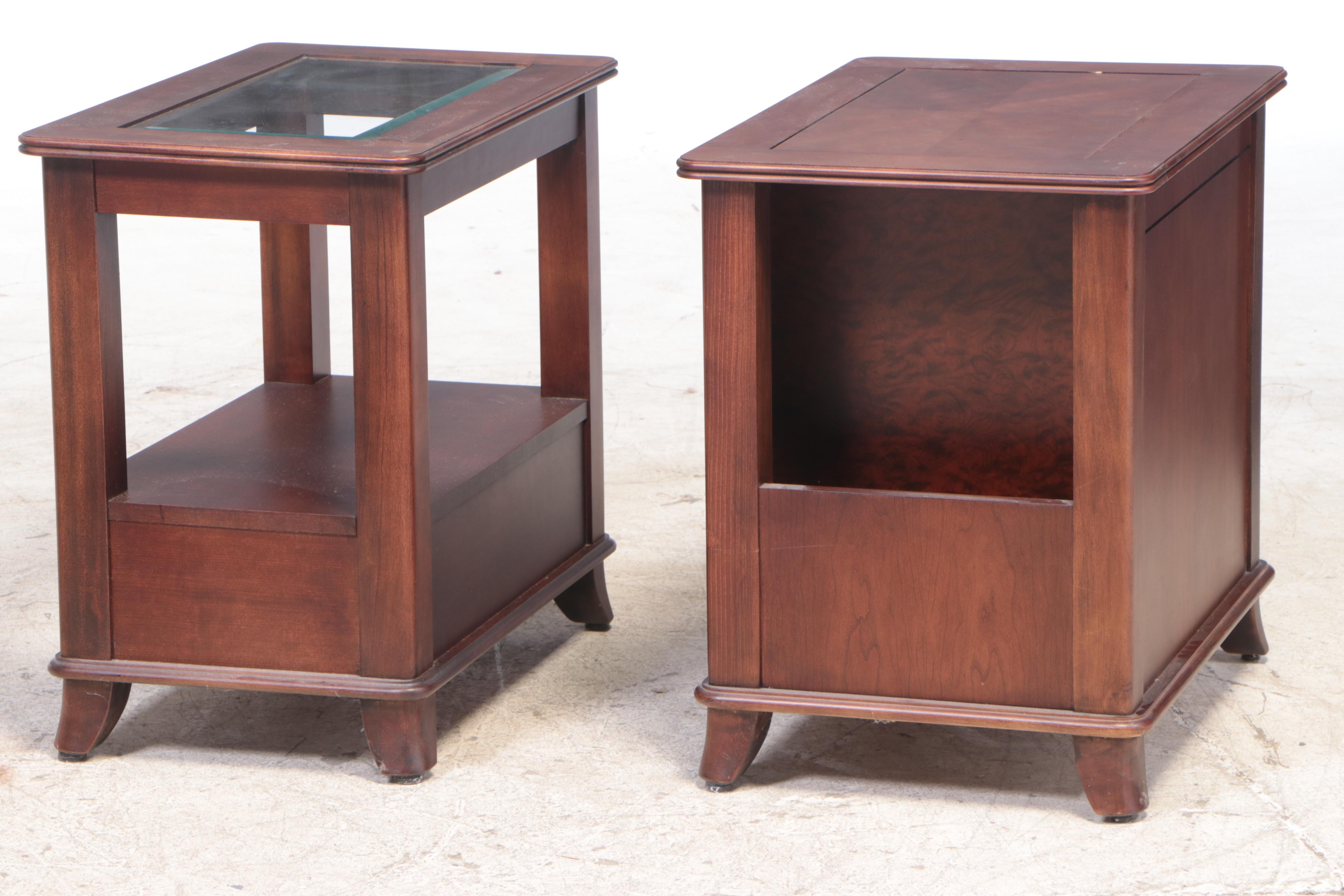 Peters Revington Cherry and Burlwood-Veneered Coffee Table and Two Side ...