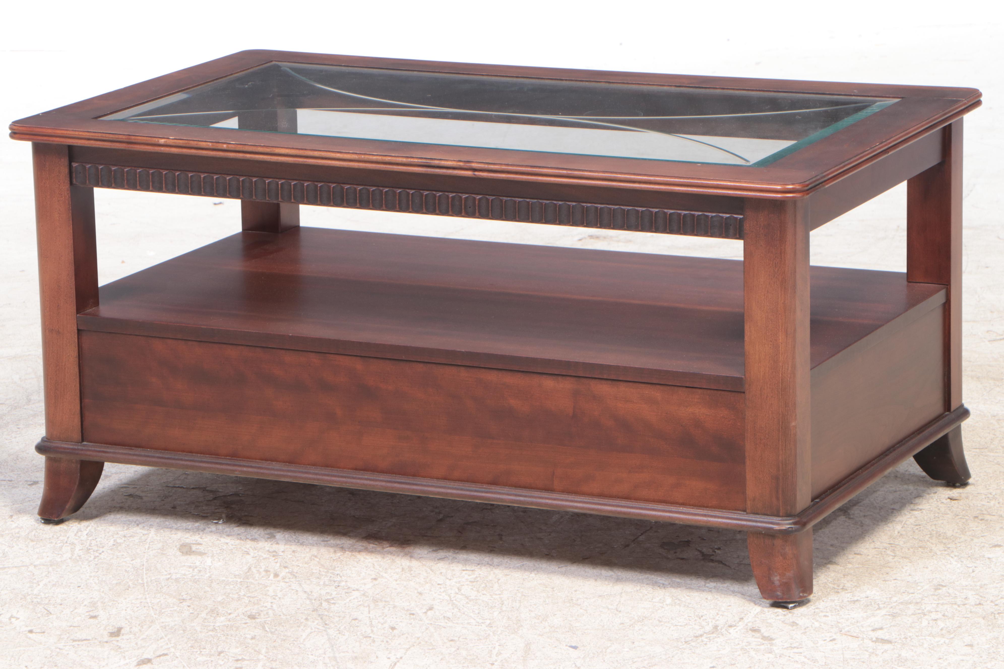 Peters Revington Cherry and Burlwood-Veneered Coffee Table and Two Side ...