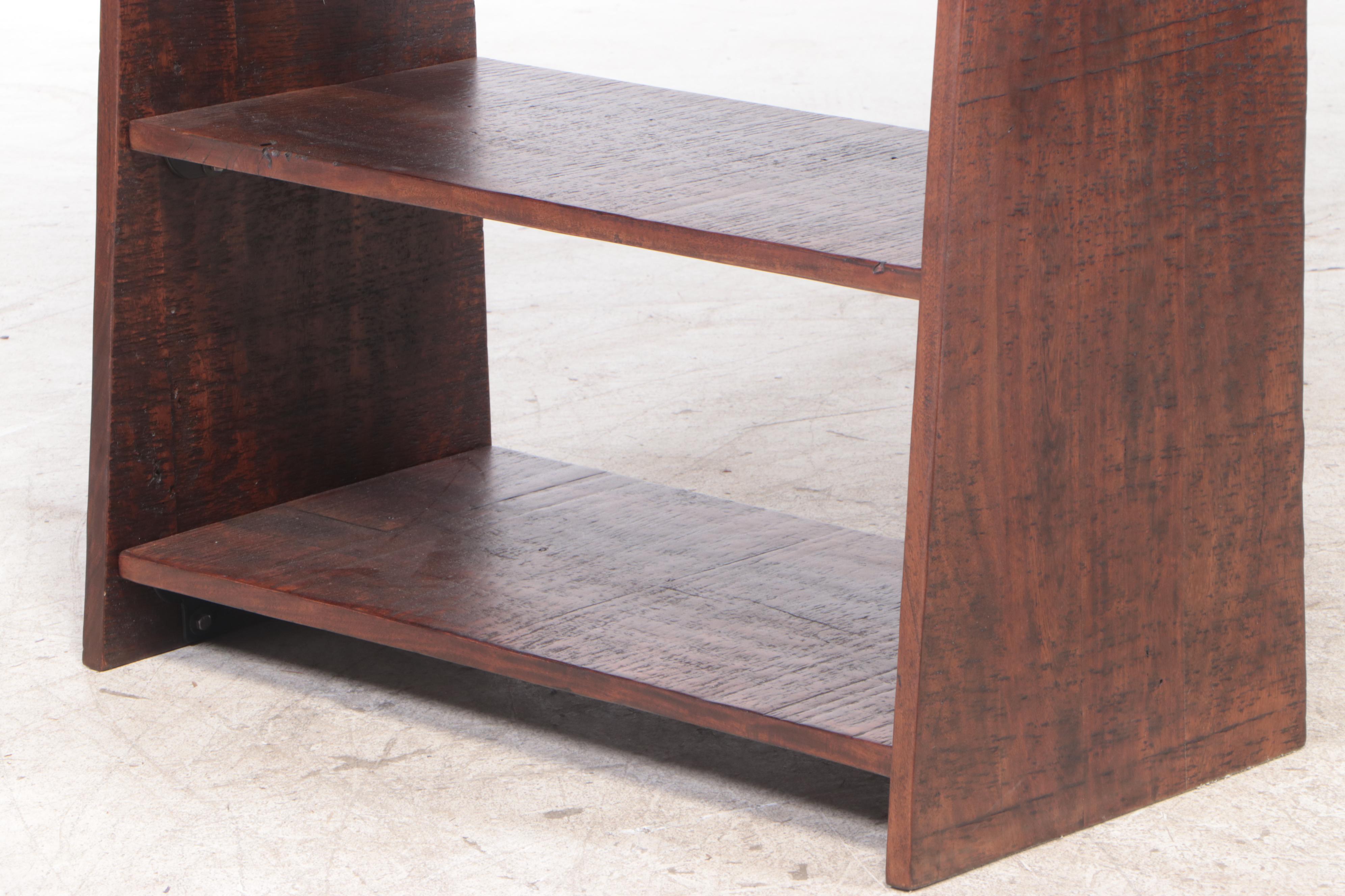 Angled Open Wood Bookcase with Textured Finish | EBTH
