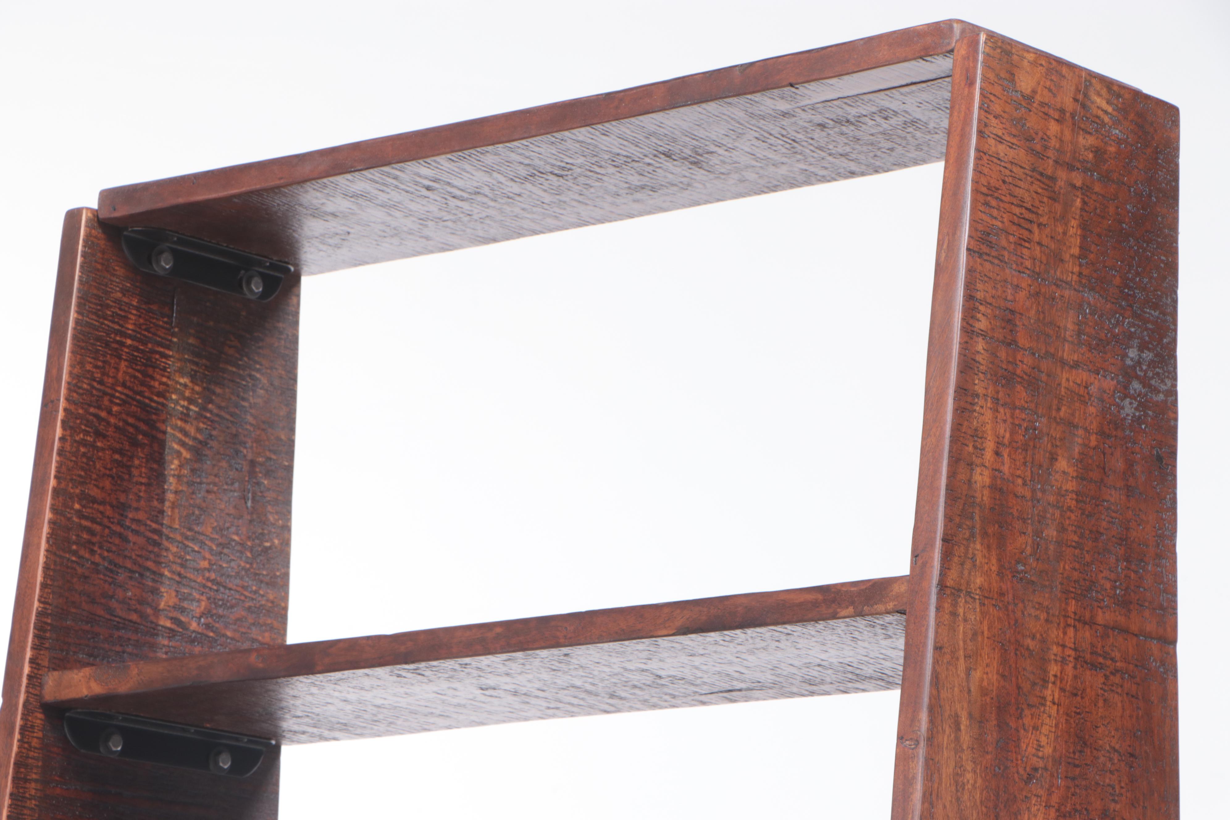 Angled Open Wood Bookcase with Textured Finish | EBTH