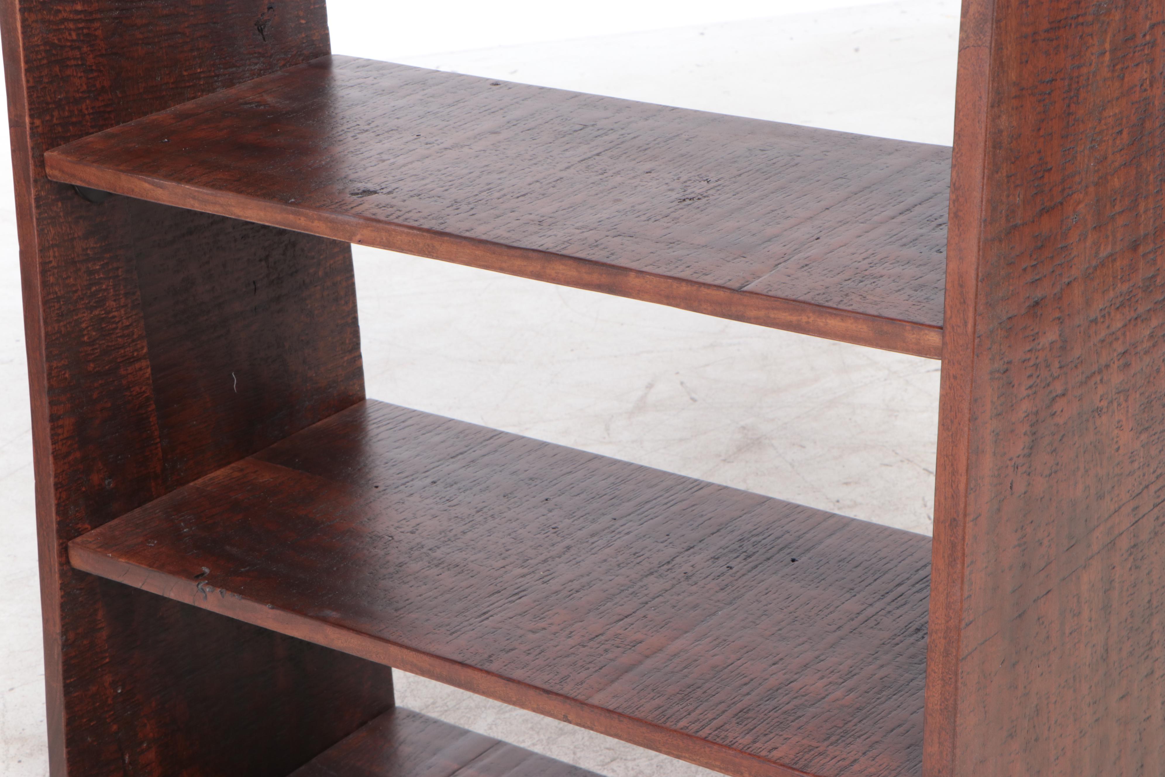 Angled Open Wood Bookcase with Textured Finish | EBTH