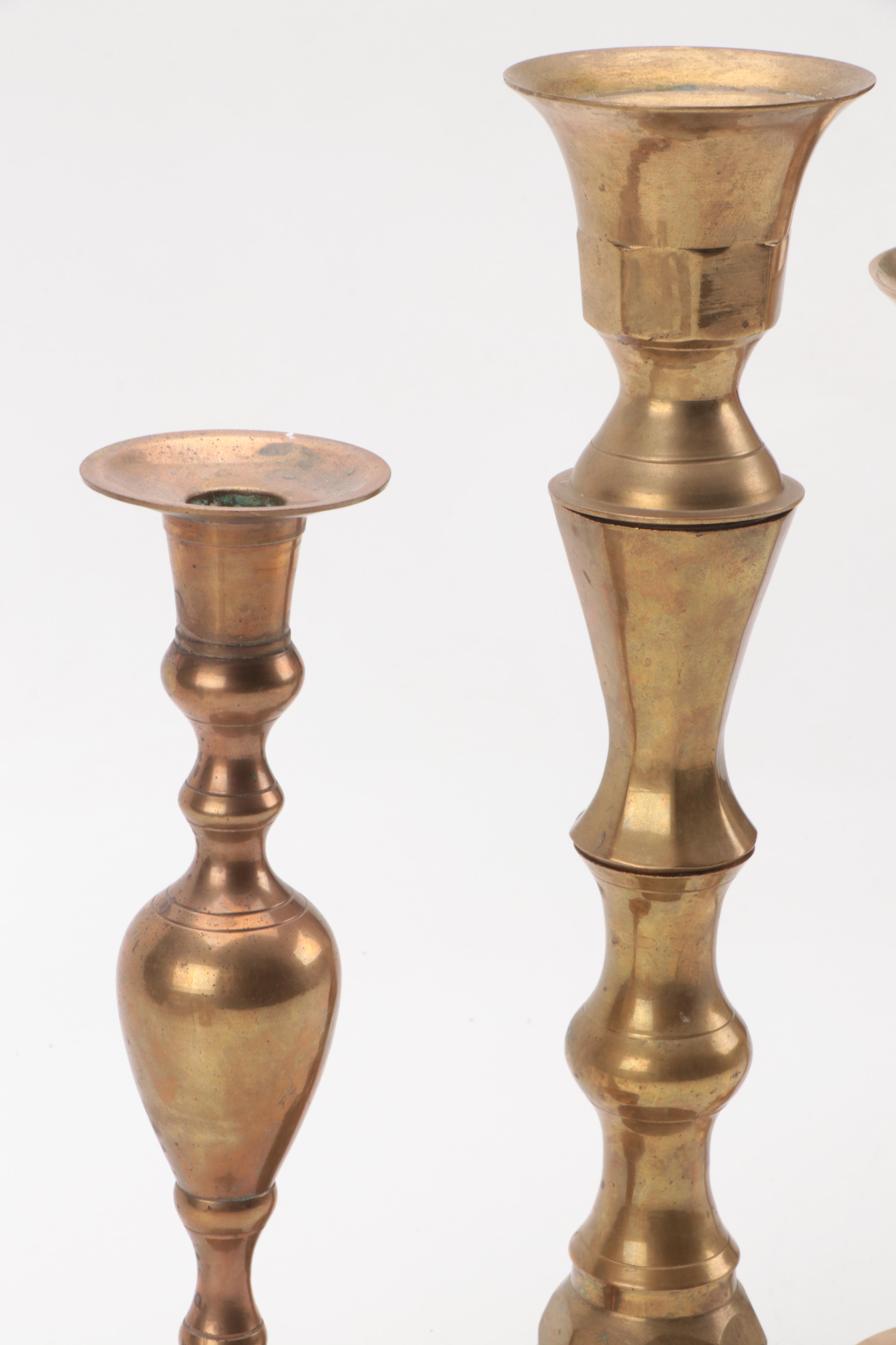 Brass Cesve Turkish Coffee Pot with Brass Vases and Candlesticks | EBTH