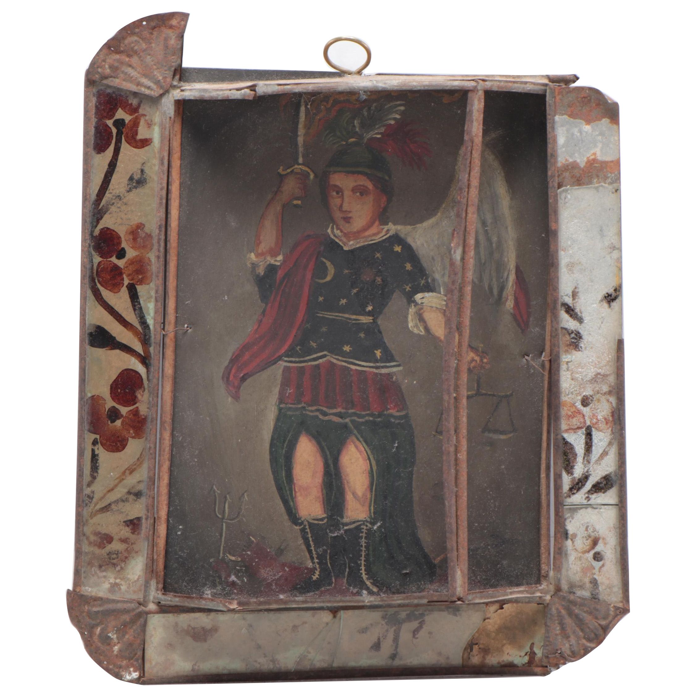 Hand-Painted Retablo With Nicho of Saint Michael the Archangel | EBTH