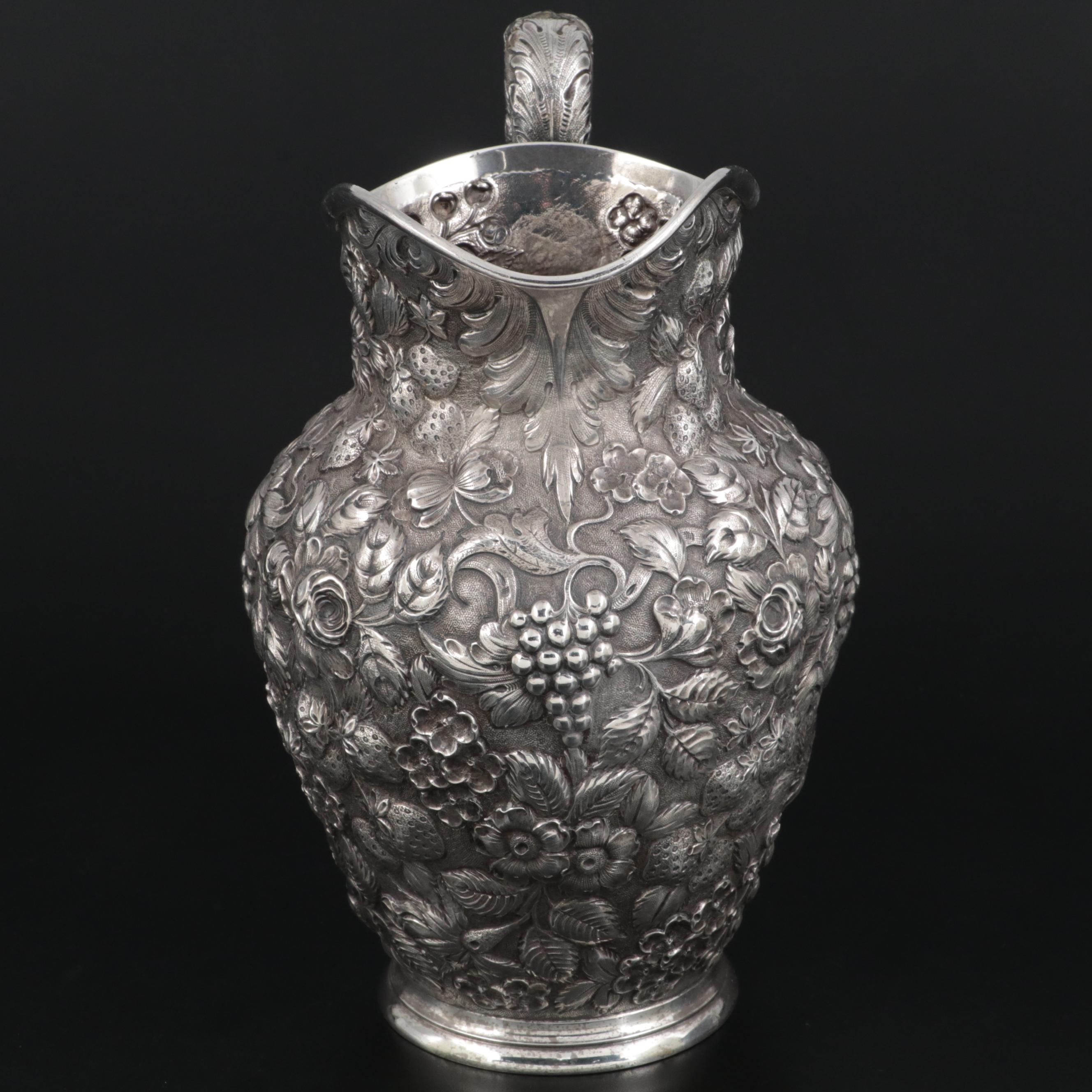 Loring Andrews of Cincinnati Sterling Silver Repoussé Pitcher, Early ...