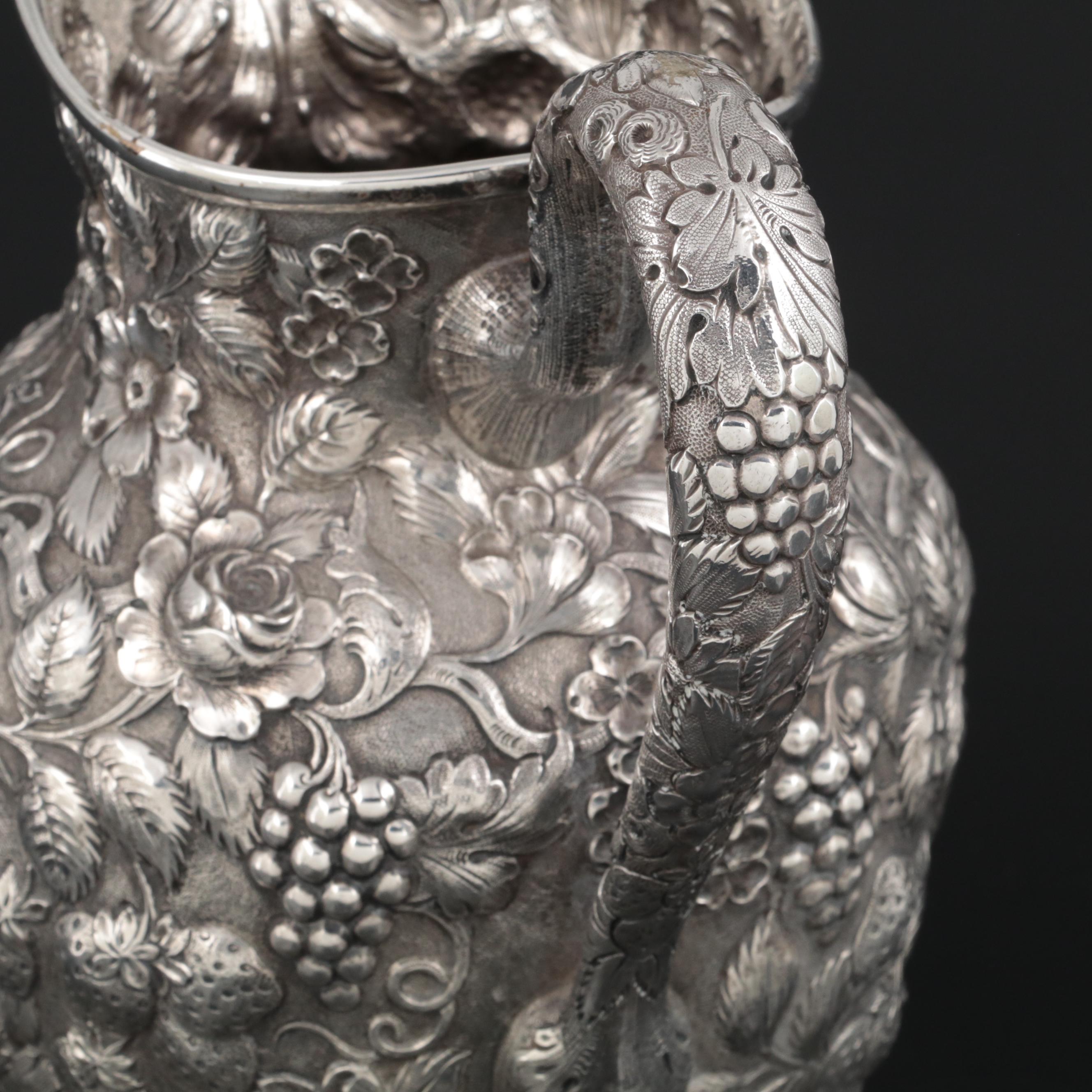 Loring Andrews of Cincinnati Sterling Silver Repoussé Pitcher, Early ...