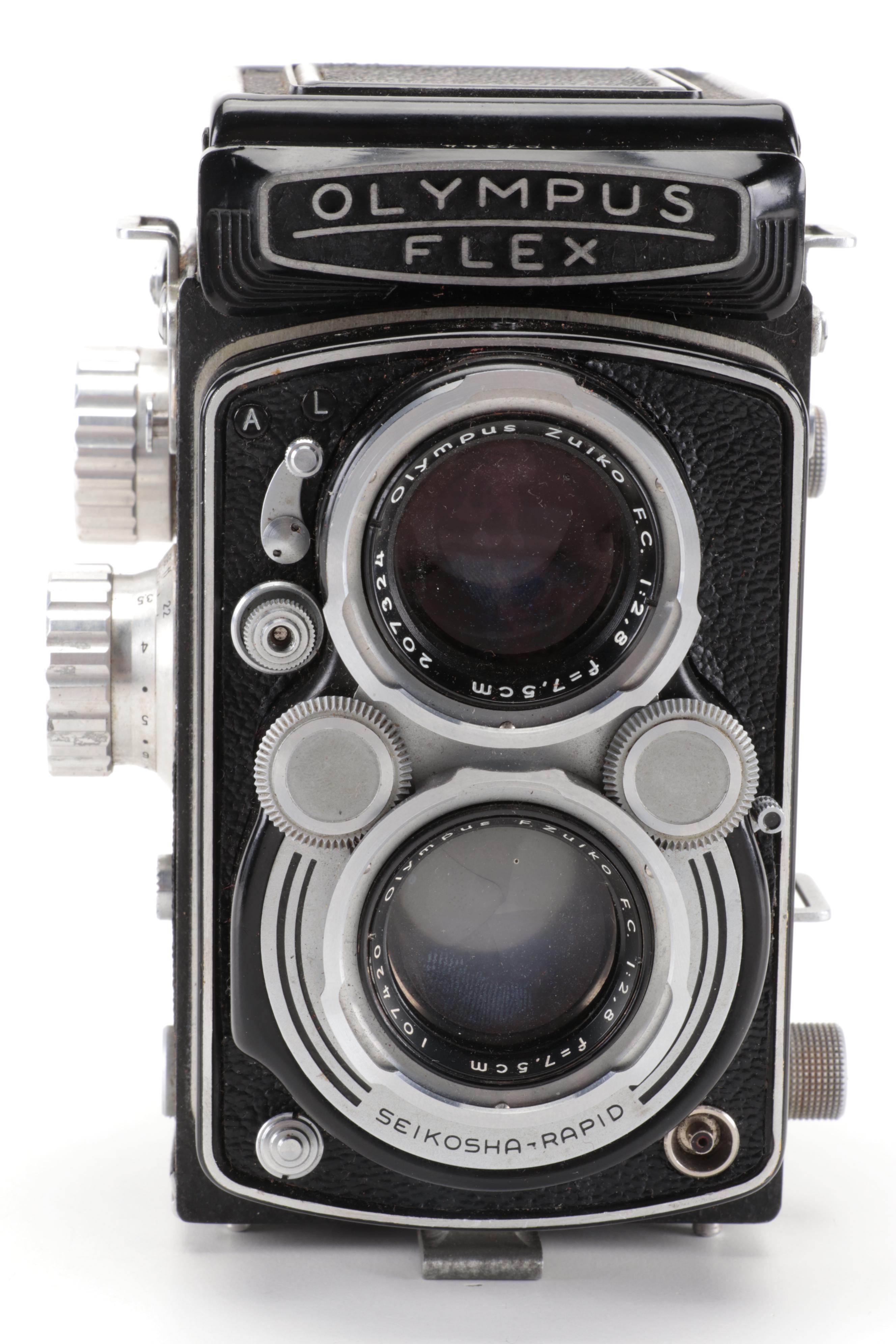 Olympus Flex TLR Camera with Zuiko 75mm Lens, 1950s | EBTH