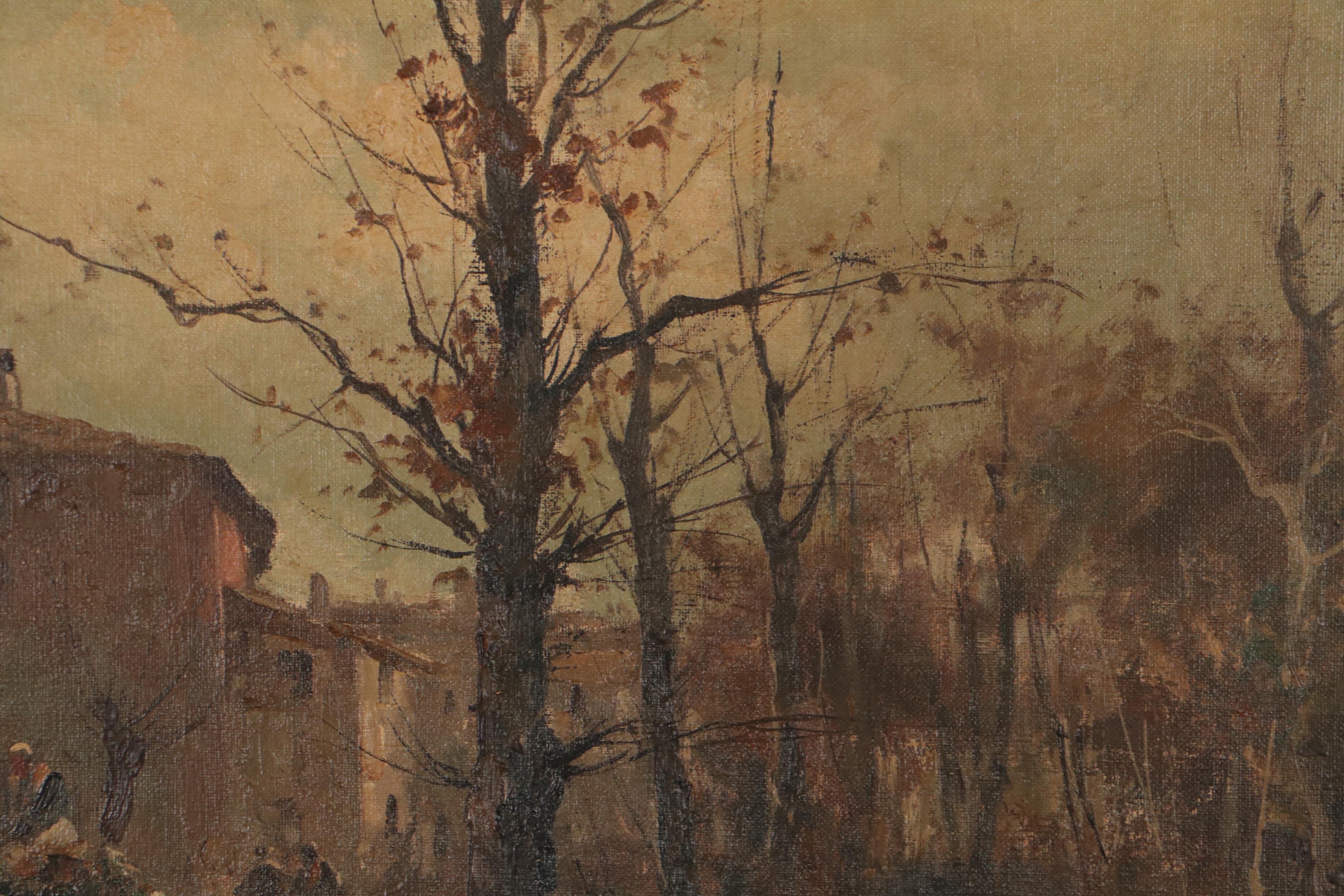 Ercole Magrotti Street Scene Oil Painting, Early to Mid-20th Century | EBTH