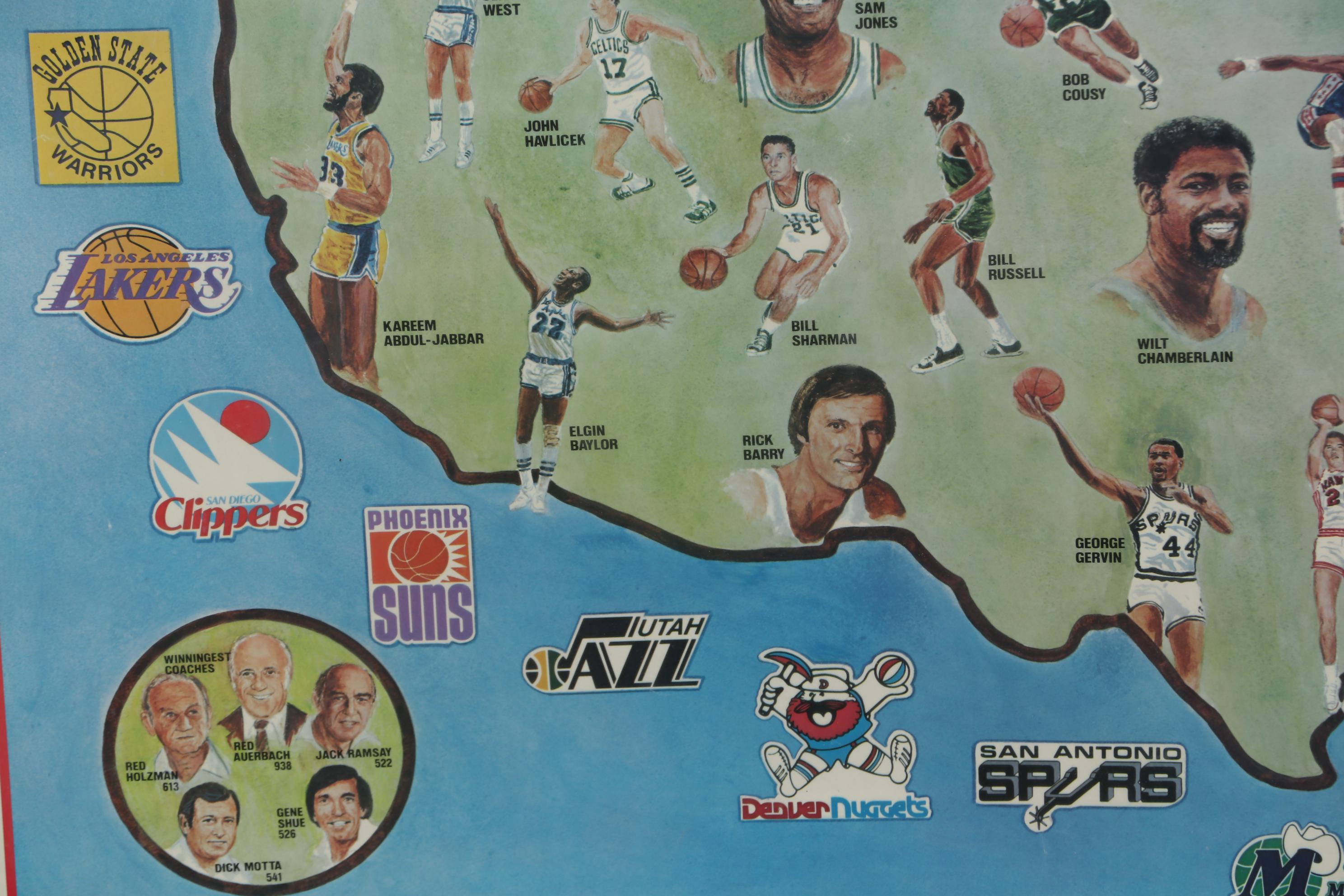 NBA 35th Anniversary Commemorative Poster in Frame | EBTH