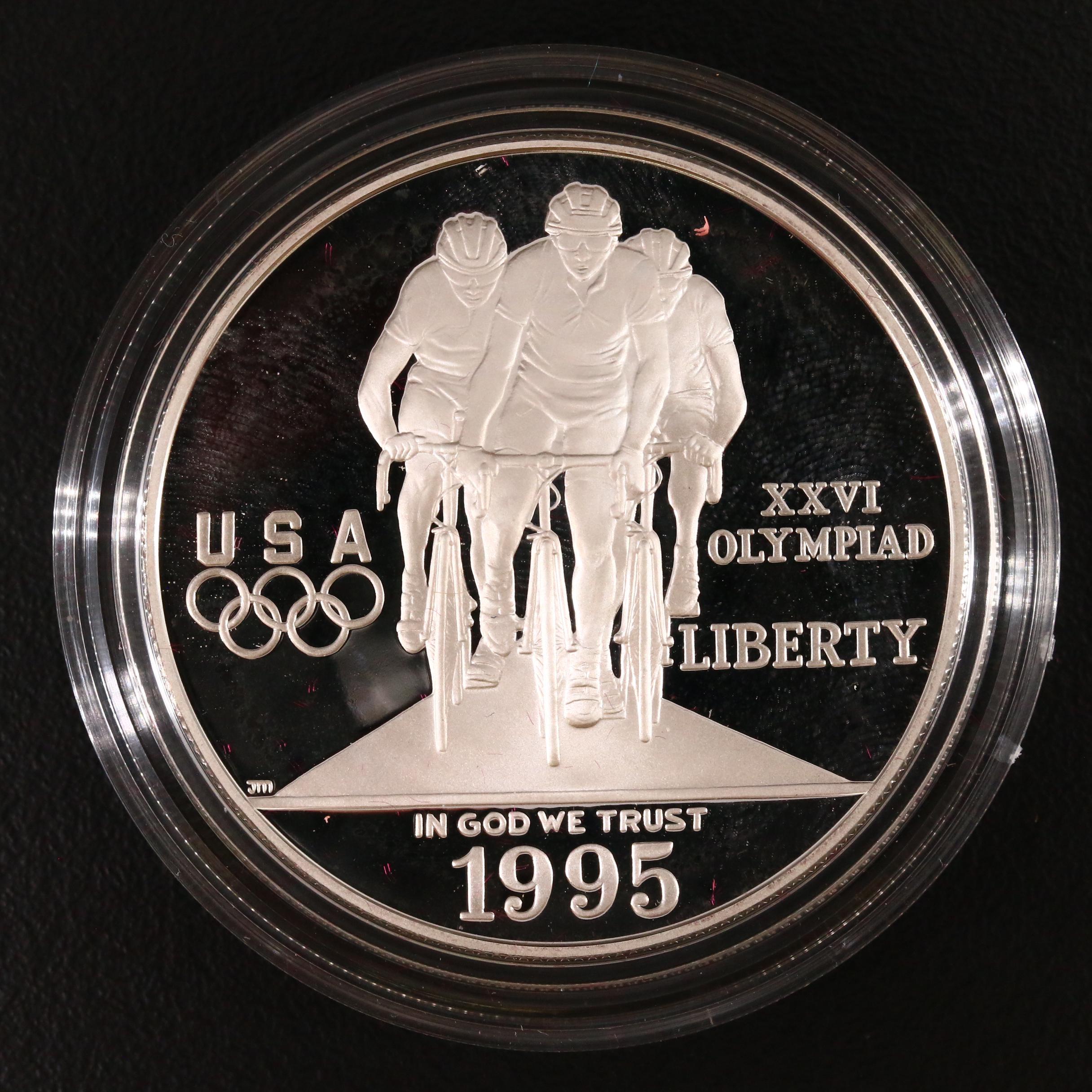 1995-P Olympics Commemorative Silver Dollar Set of Two Proof Coins | EBTH