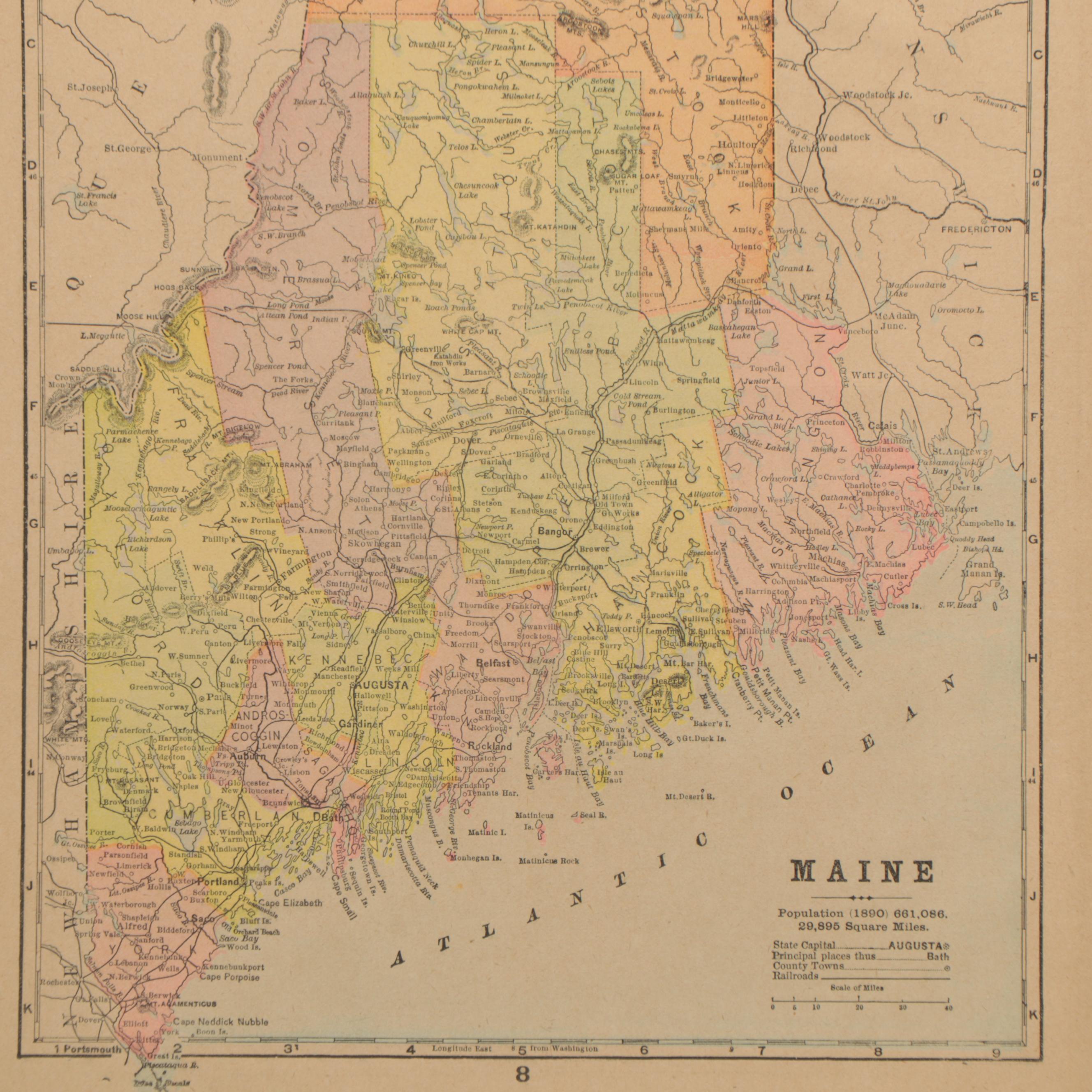 Mast, Crowell & Kirkpatrick Wax Engraving Map of Maine, Circa 1890 | EBTH