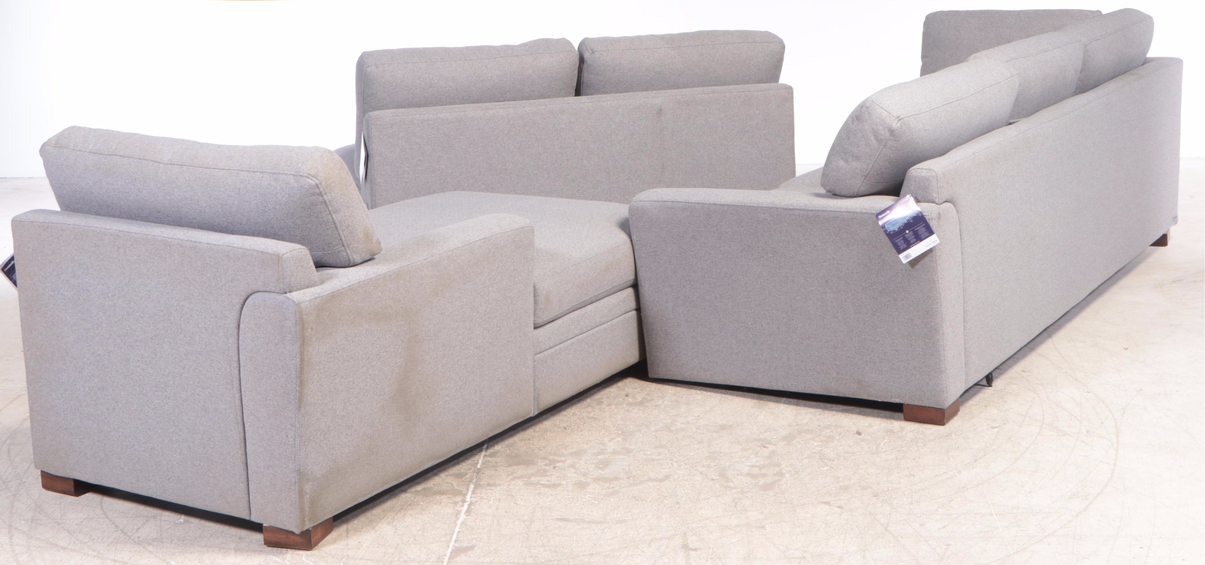 Thomasville "Langdon" Grey Fabric Sectional with Storage Ottoman | EBTH