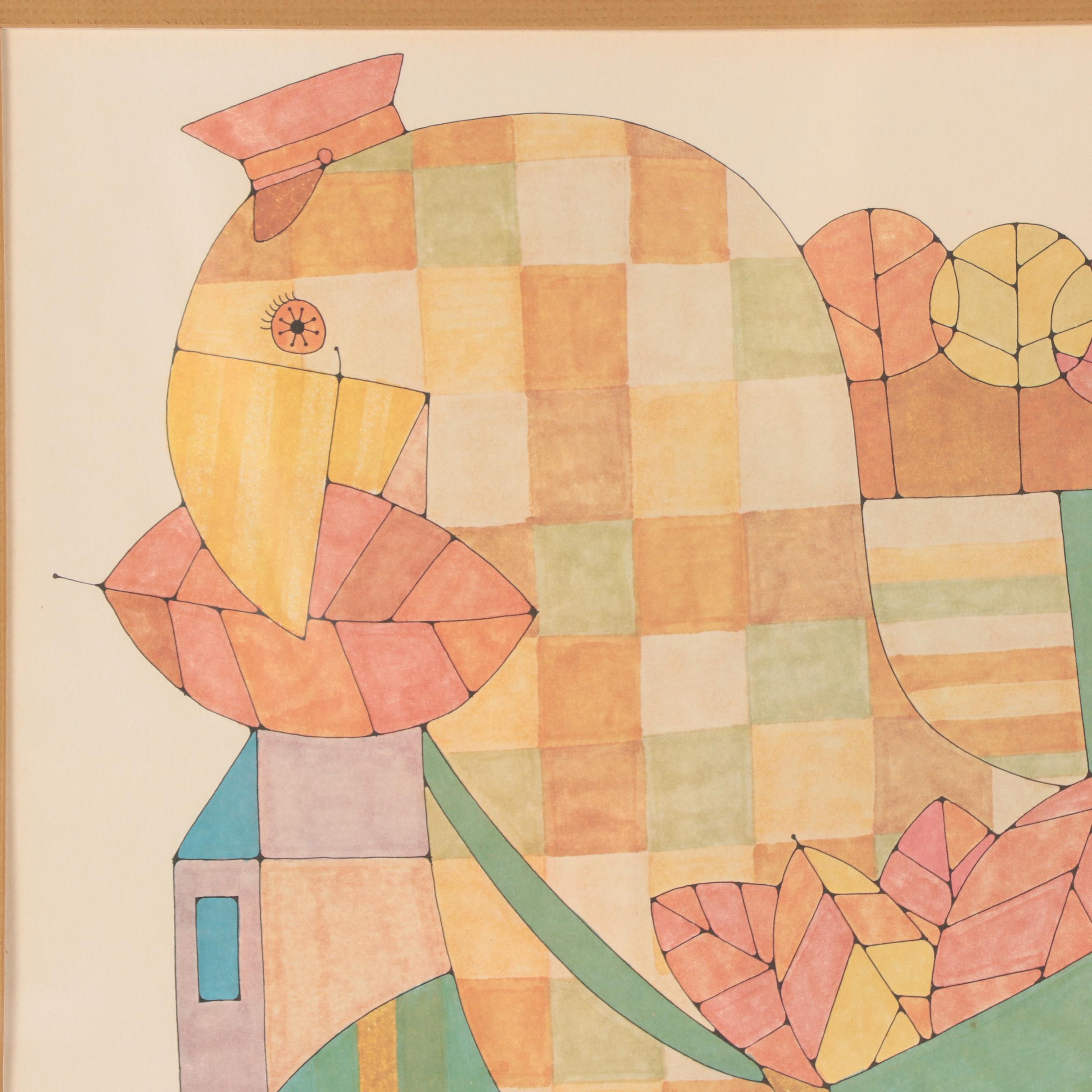 Ikki Matsumoto Offset Lithograph "Mailman Bird of Autumn," Late 20th ...