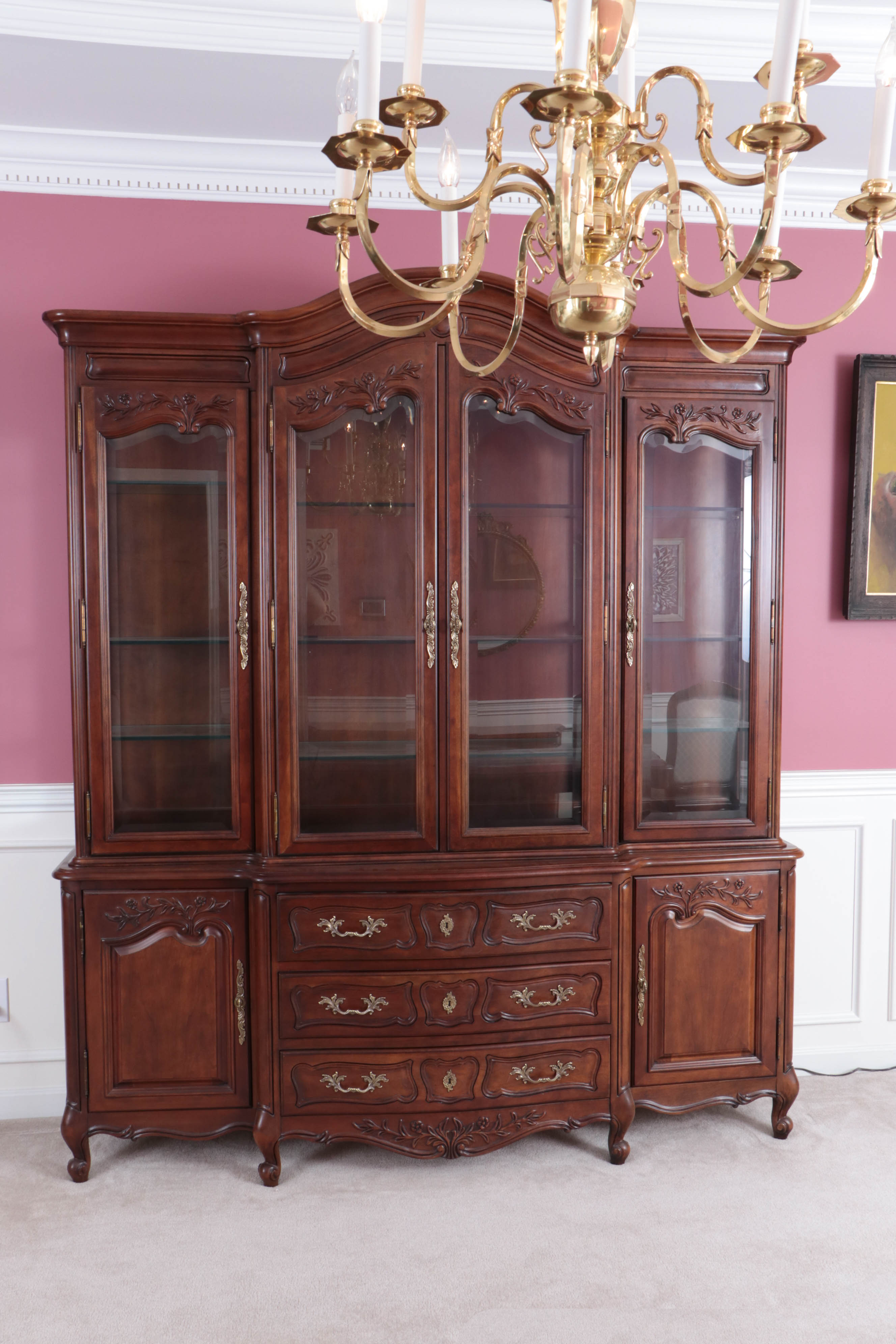 White of Mebane French Provincial Style Cherry Breakfront Buffet ...