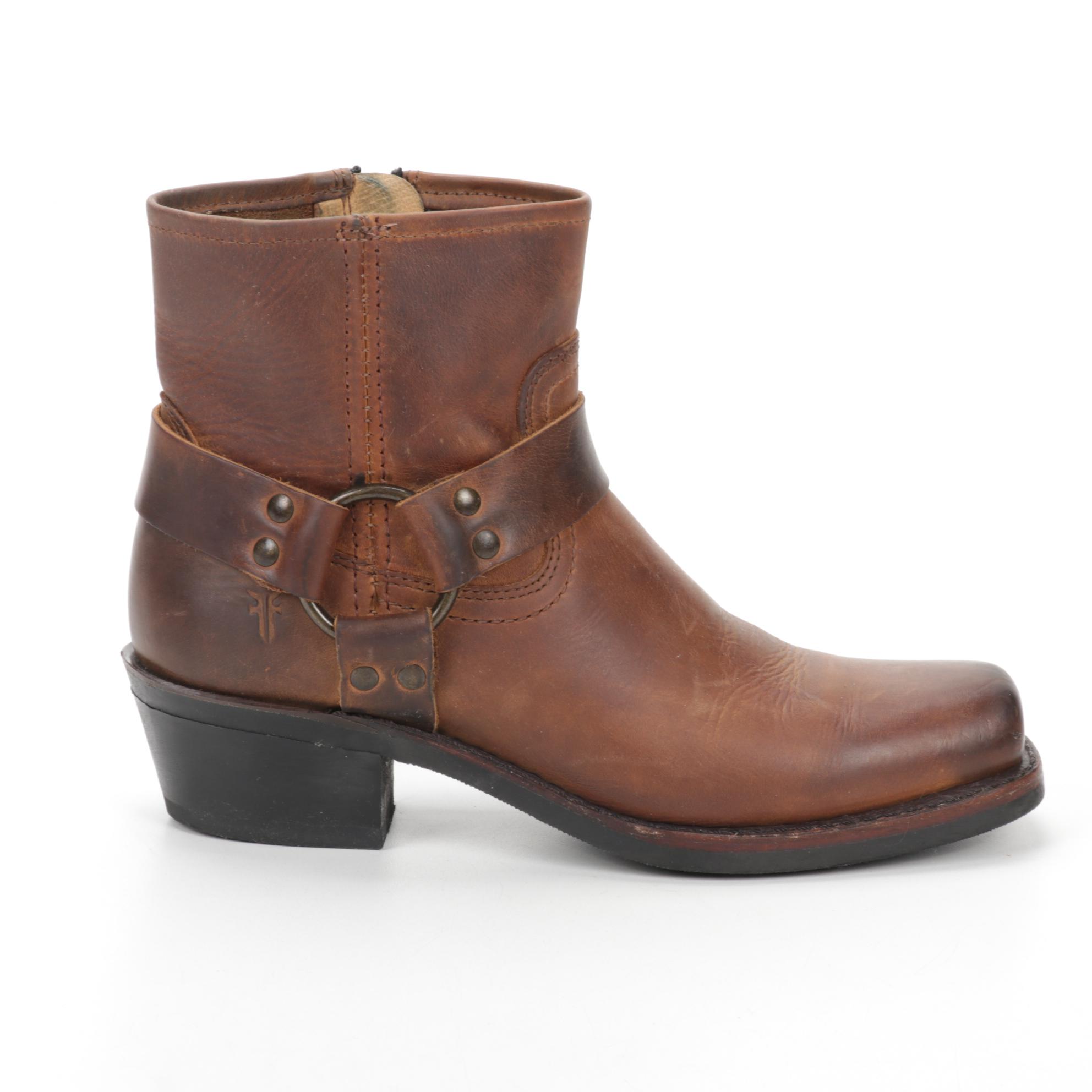 Frye Brown Leather Harness Ankle Boots | EBTH