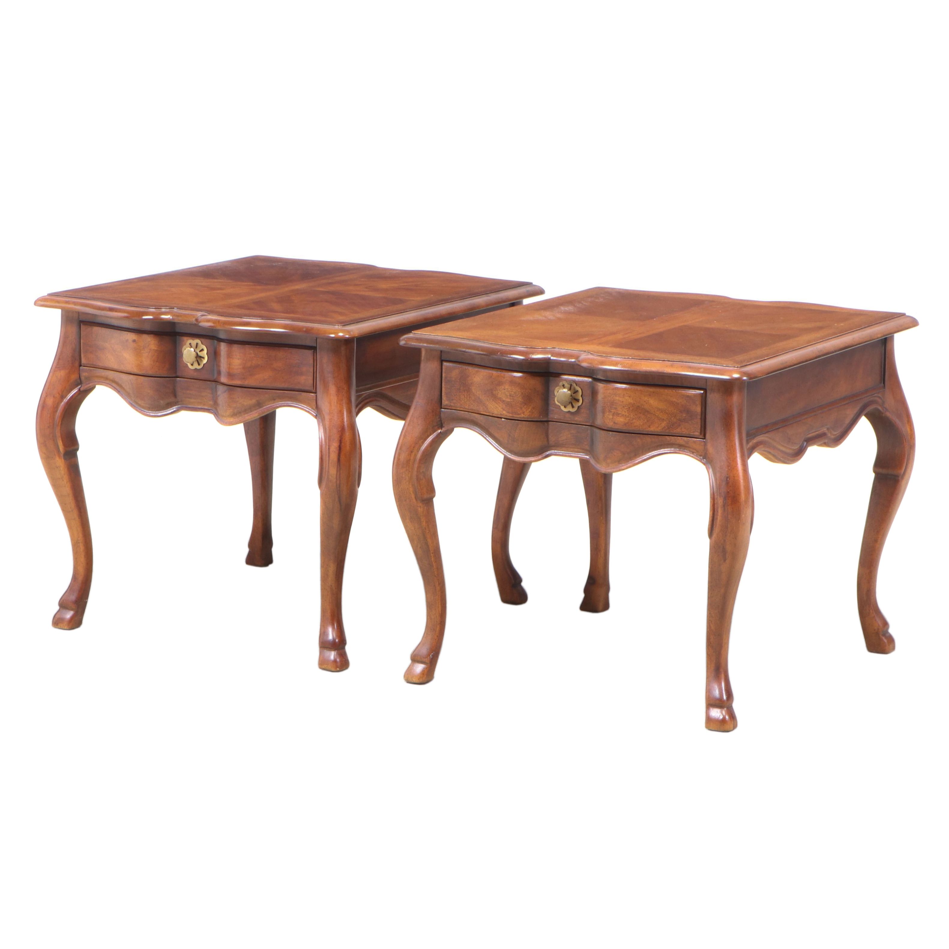 Pair of Drexel-Heritage French Provincial Style Pecan End Tables | EBTH
