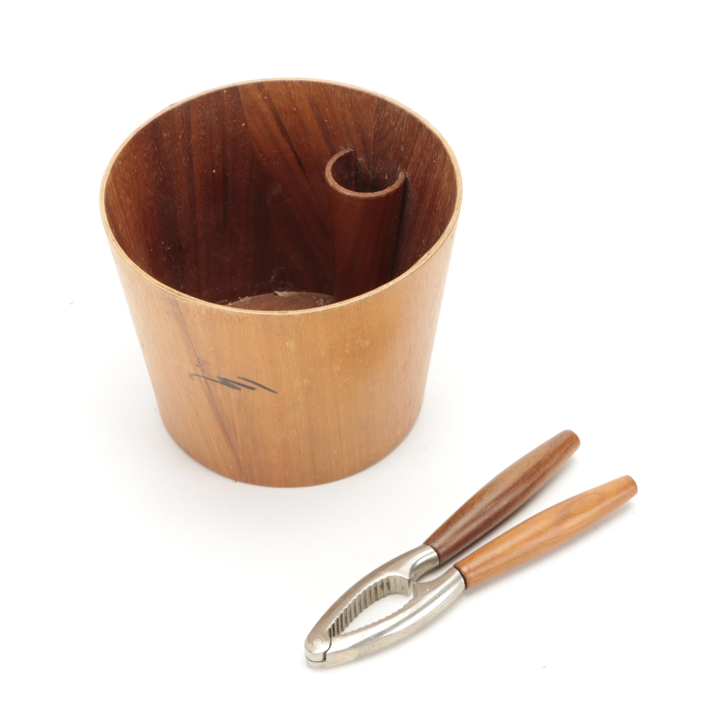 Mid Century Modern Swedish Servex Rainbow Teak Nut Bowl and Other ...