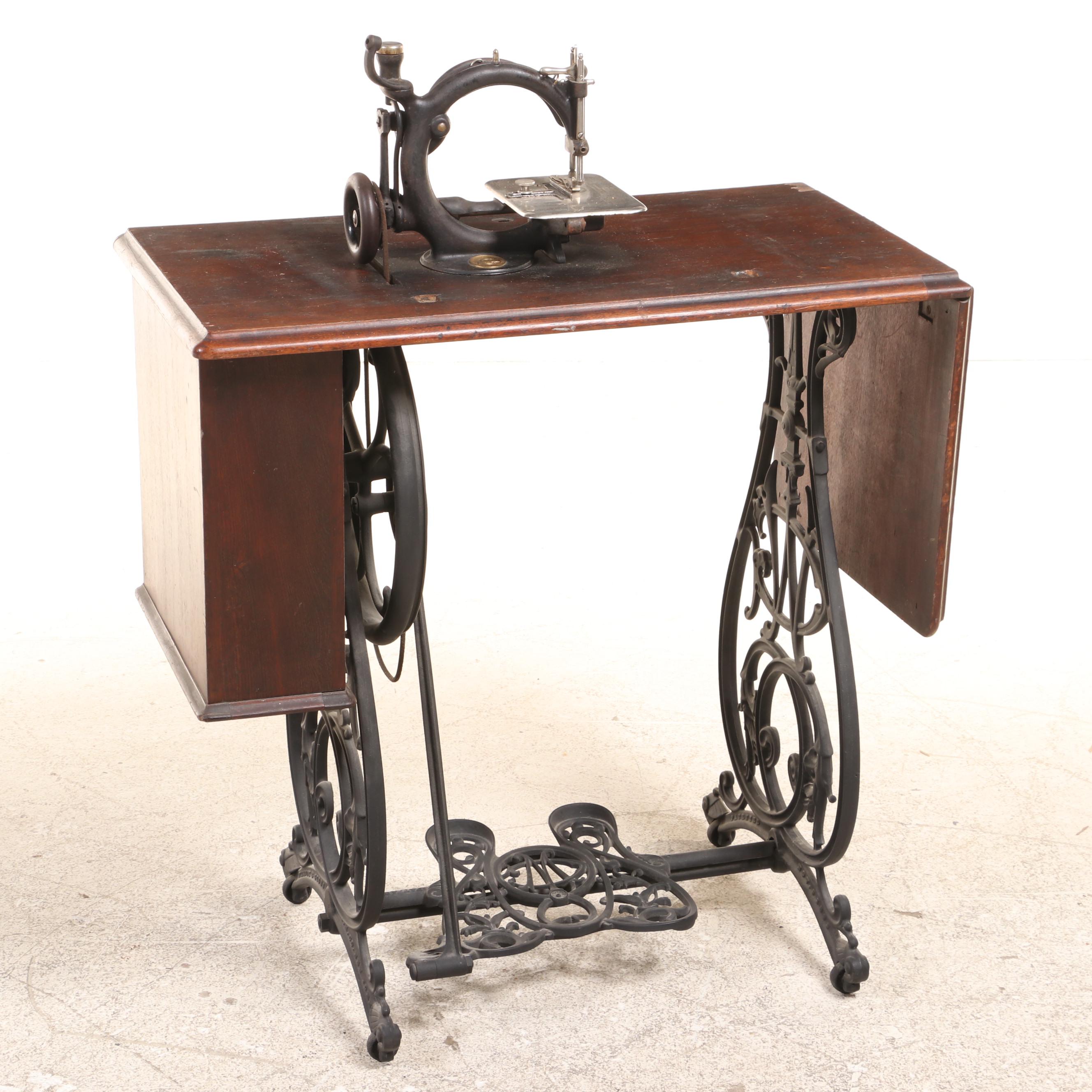 Willcox & Gibbs Sewing Machine with Treadle Cabinet, Late 19th Century ...