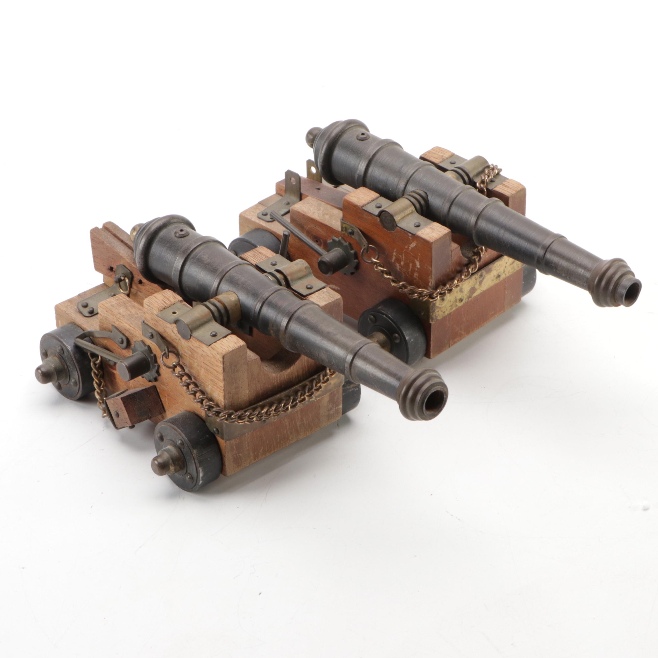 Cast Iron and Wood Miniature Toy Signal Cannons | EBTH