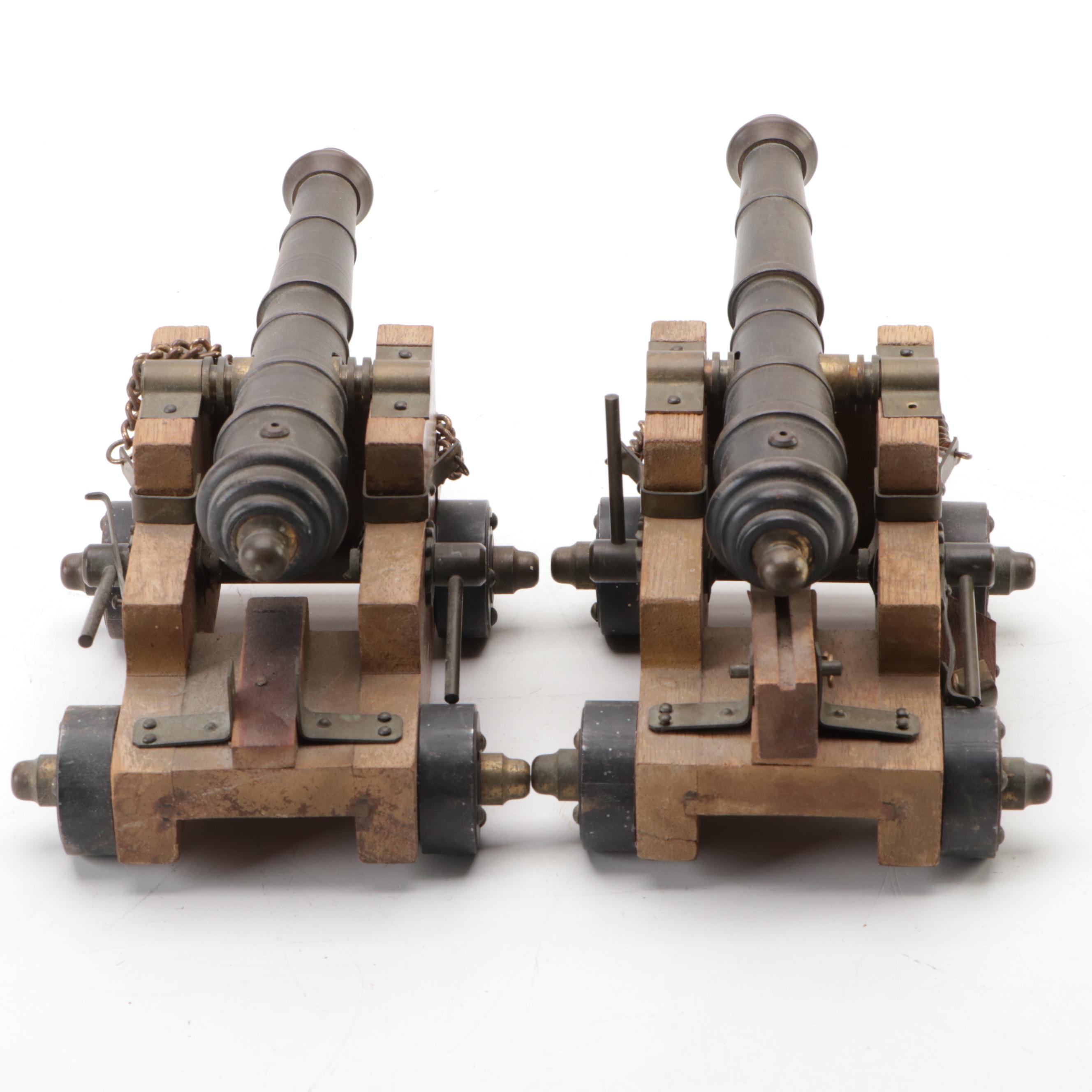 Cast Iron and Wood Miniature Toy Signal Cannons | EBTH