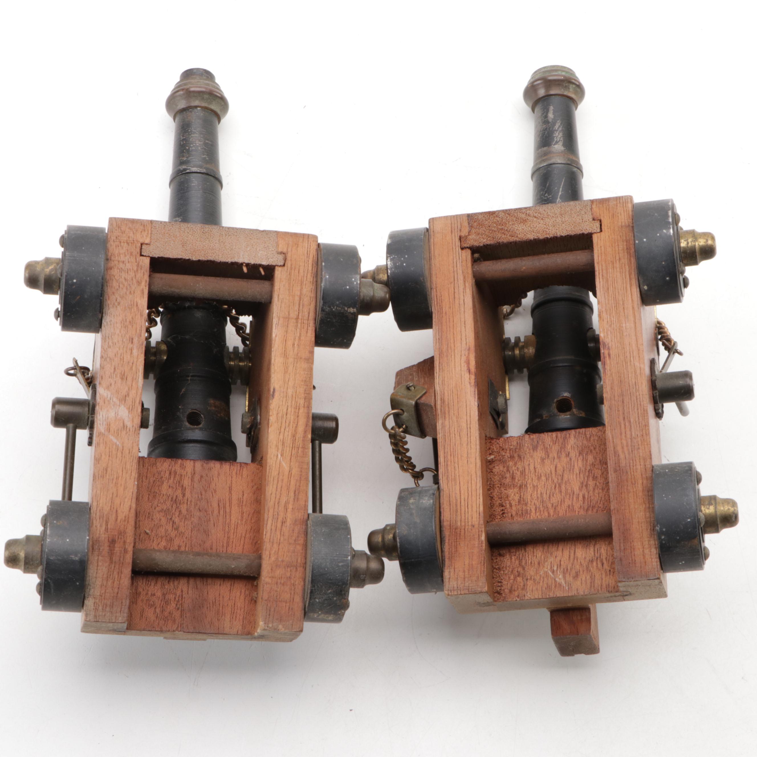 Cast Iron and Wood Miniature Toy Signal Cannons | EBTH