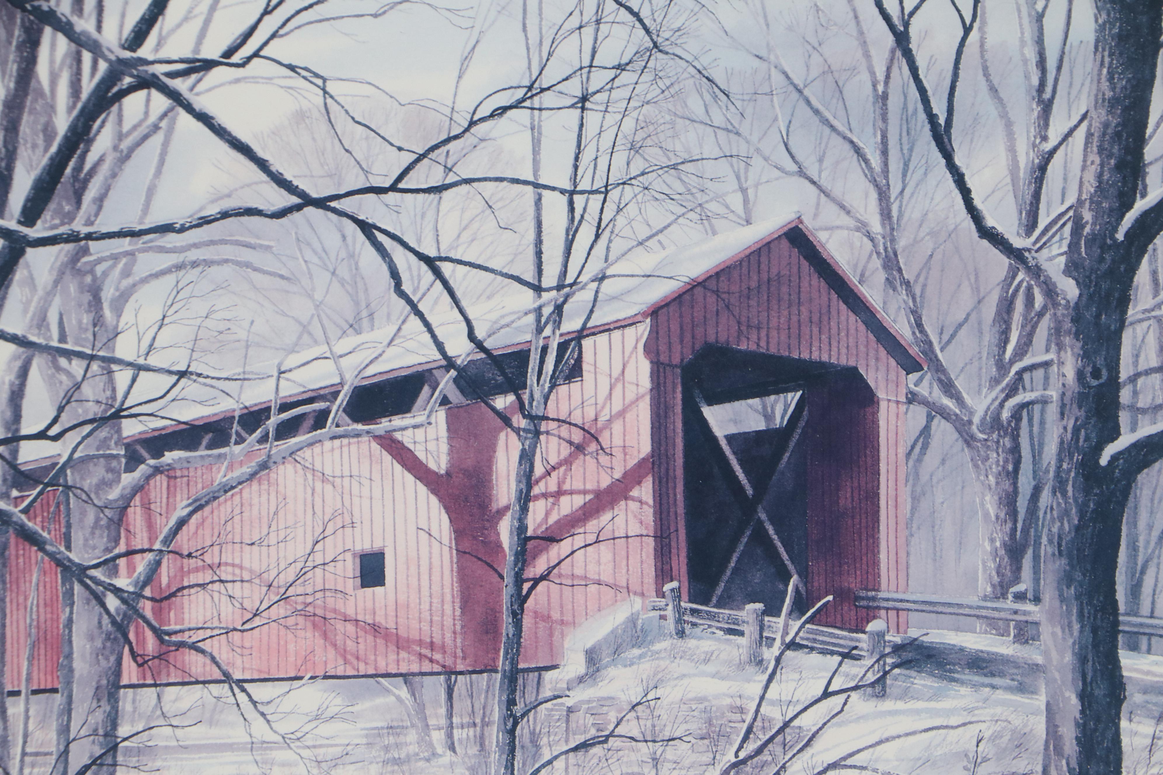 James D. Werline Offset Lithograph "Stonelick Covered Bridge" | EBTH