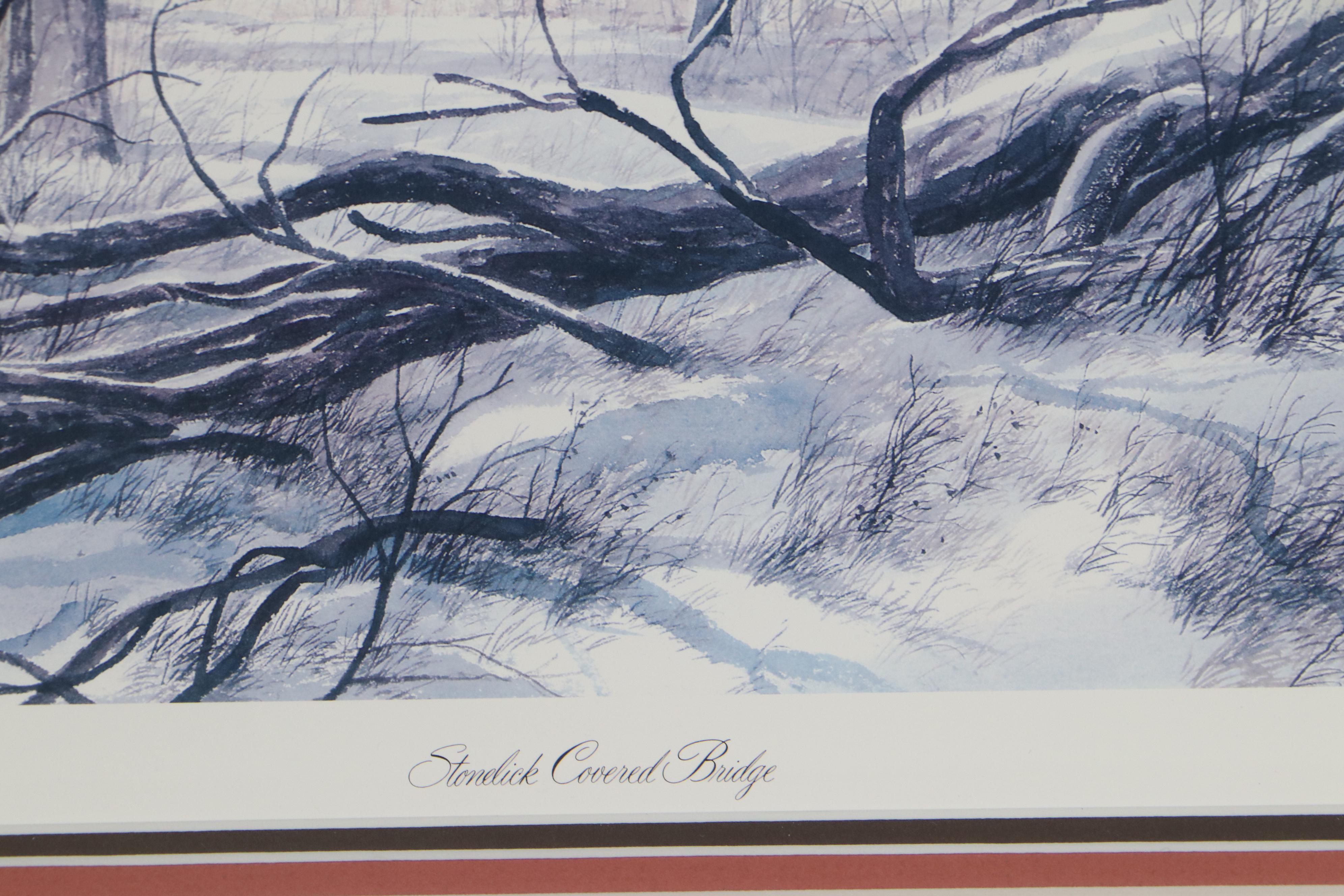 James D. Werline Offset Lithograph "Stonelick Covered Bridge" | EBTH